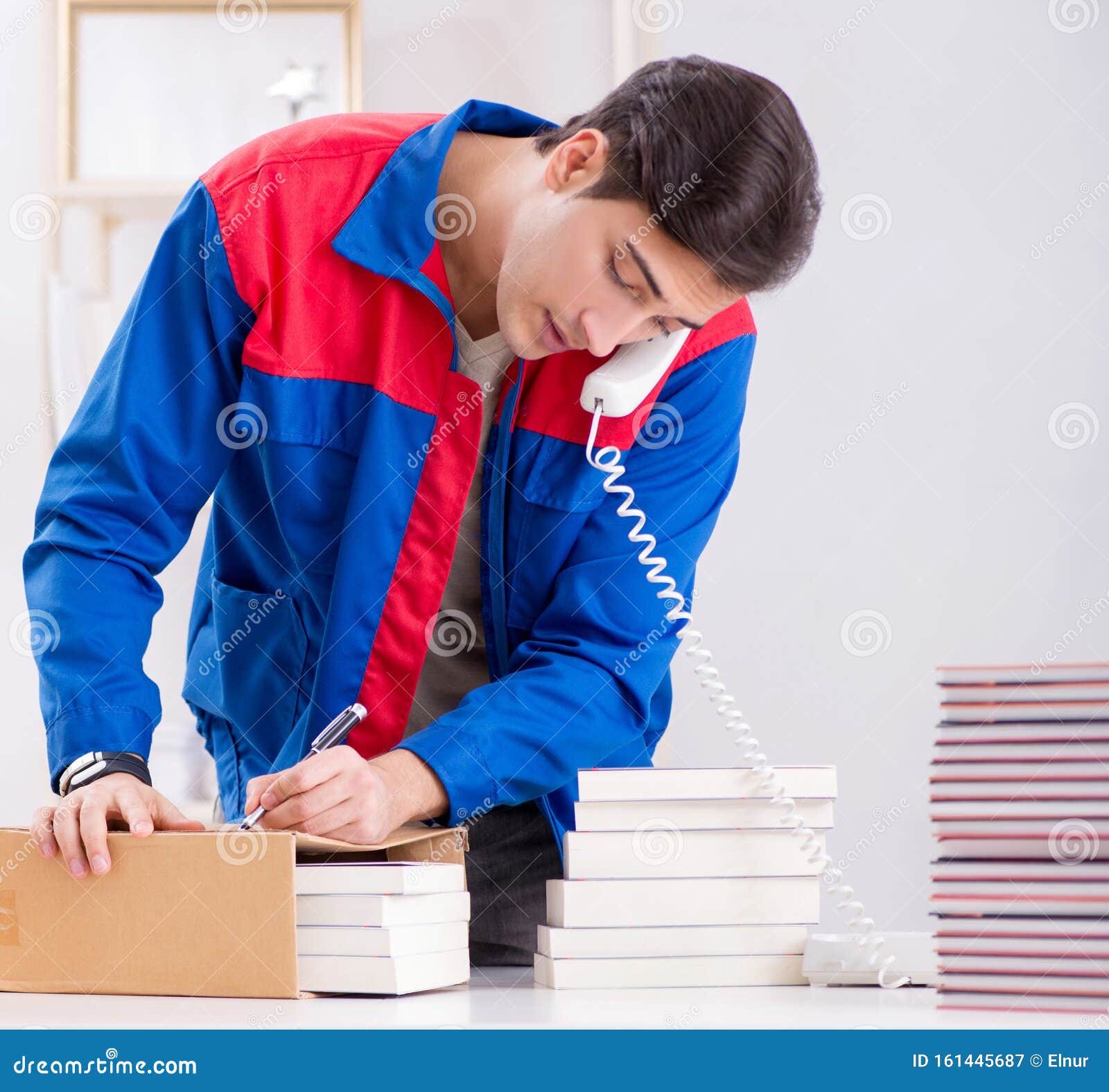 Worker in Publishing House Preparing Book Order Stock Image - Image of ...