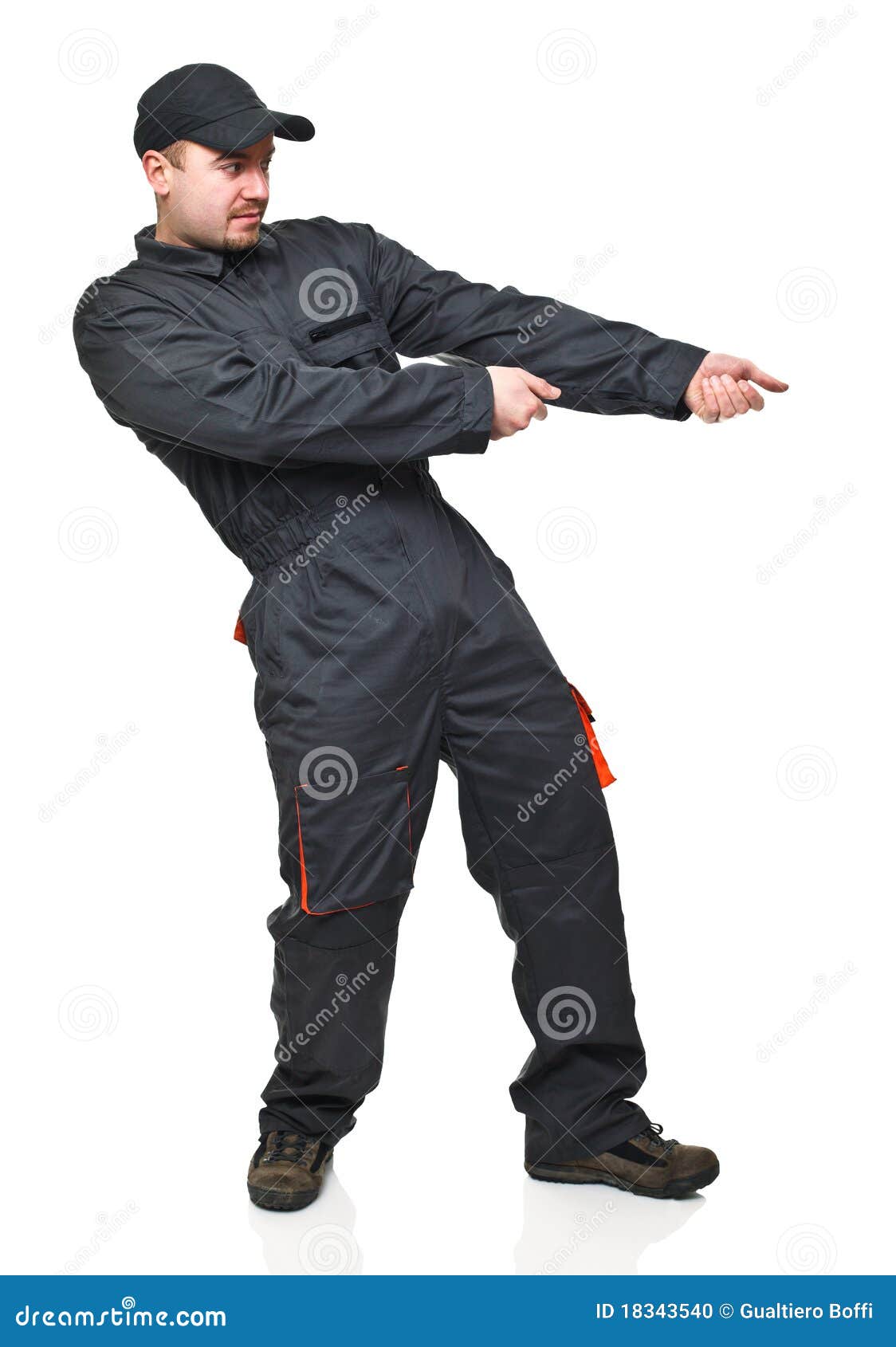 Worker in pull position stock photo. Image of manual - 18343540