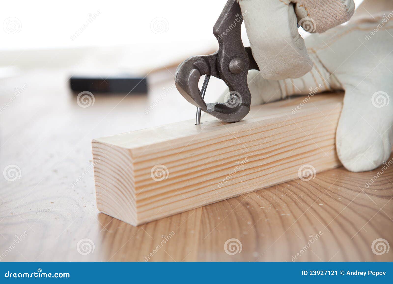 Worker Pulling a Nail from a Plank Stock Image - Image of manager ...
