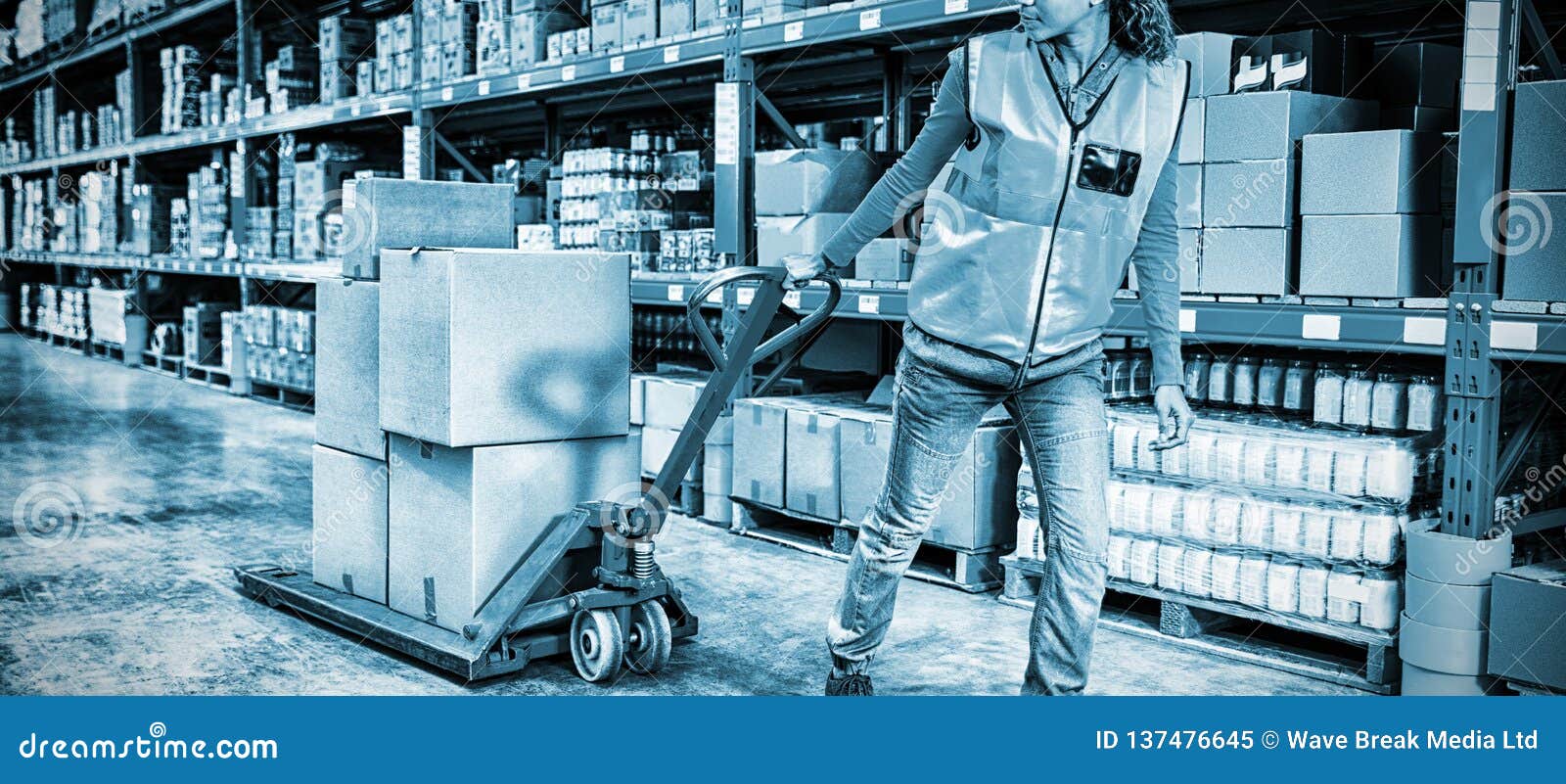 Worker Pushing Trolley with Boxes Stock Image - Image of 2024 ...