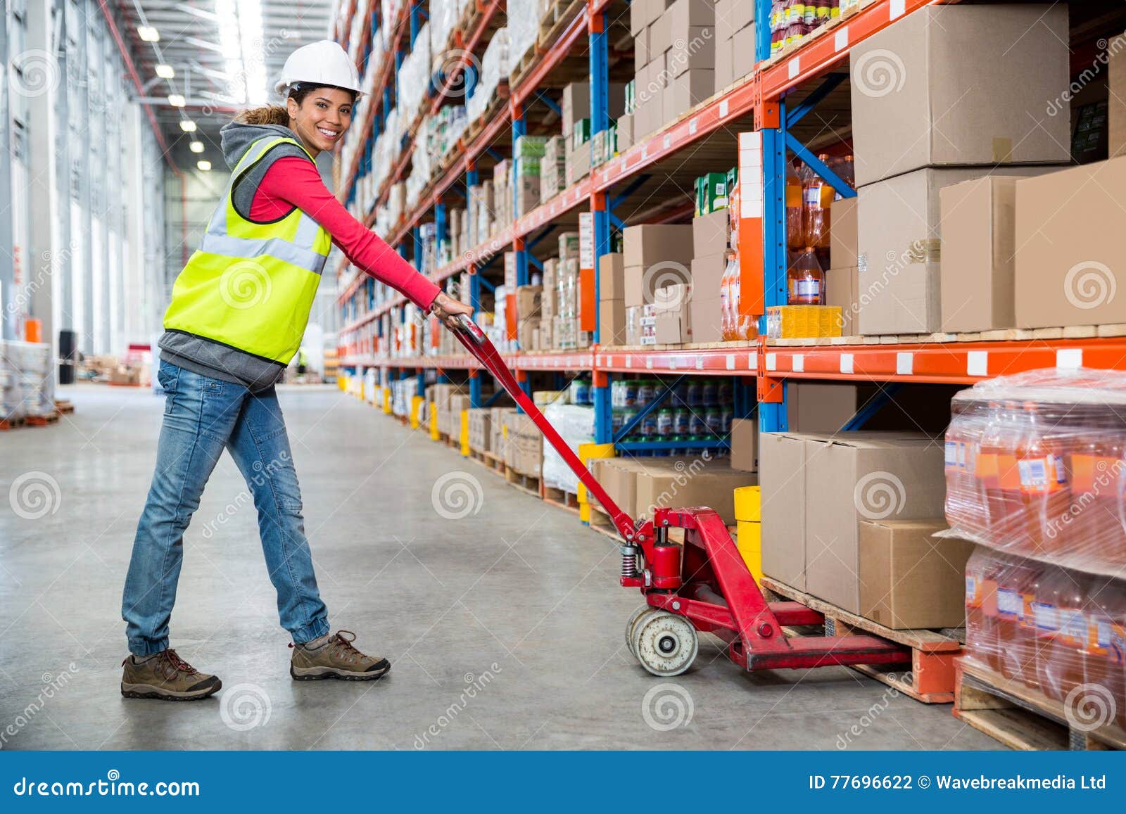 Worker Pushing Trolley with Boxes Stock Photo - Image of commercial ...