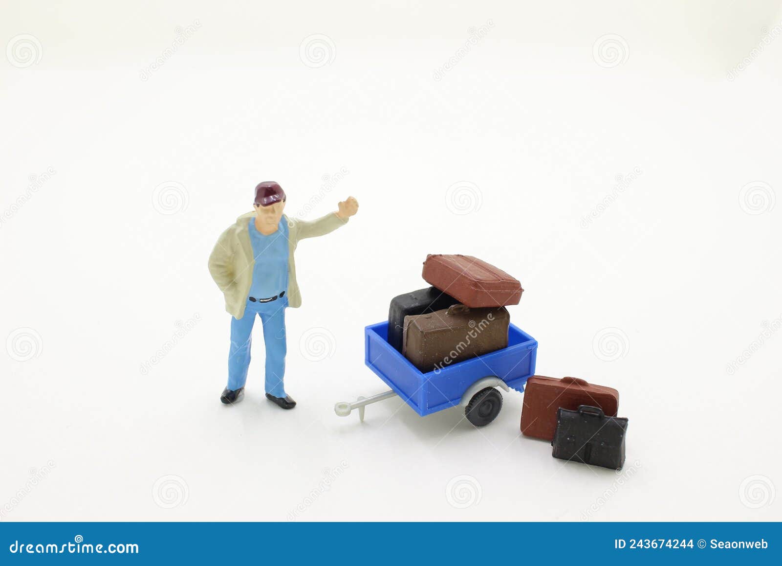 A Worker Pushing Wheelbarrow and Carry Luggage Stock Photo - Image of ...