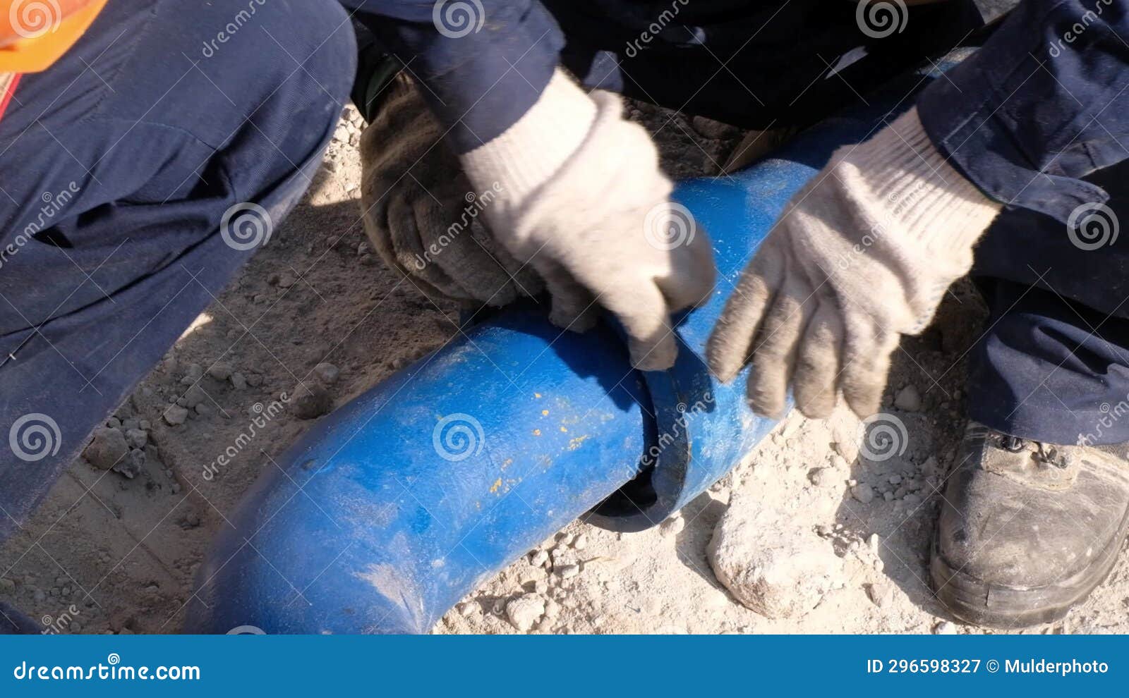 Worker Puts Cuff into Pipe for Pipeline Installation Stock Video ...