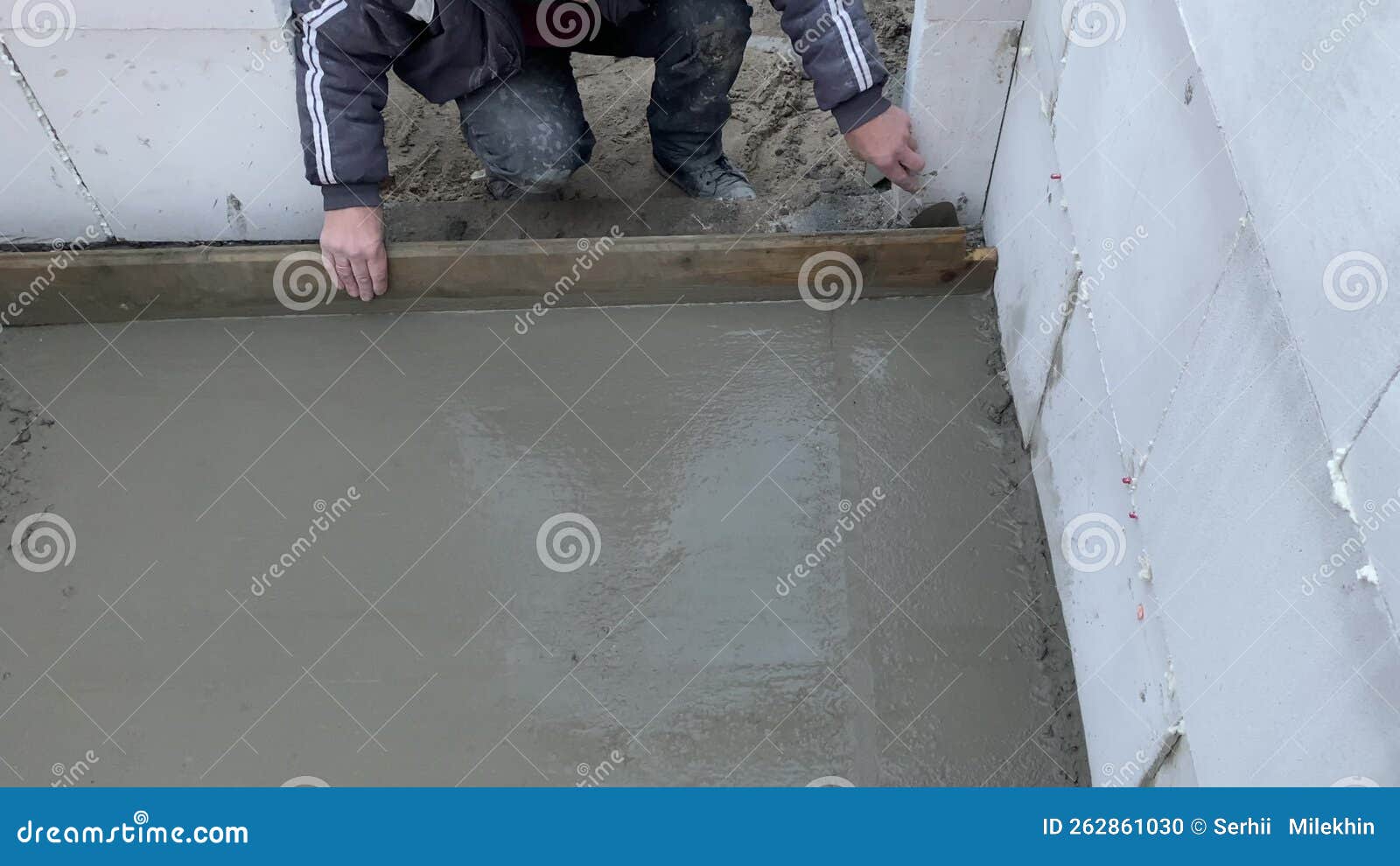 Worker Putting Concrete Mortel with Trowel Stock Footage - Video of ...