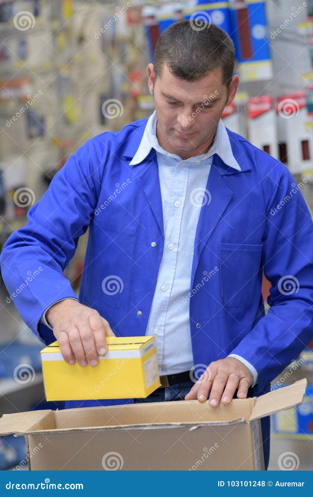 Worker Putting Product in Box Stock Photo - Image of objects, manual ...