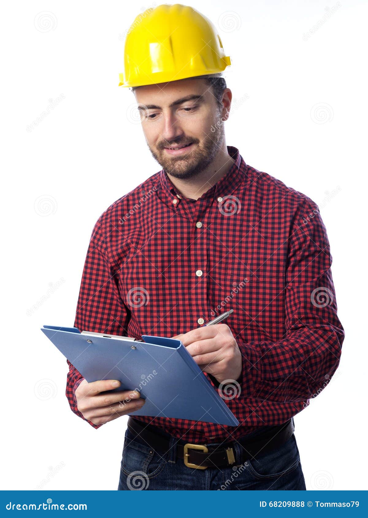 Worker Quality Control Check on White Background Stock Photo - Image of ...