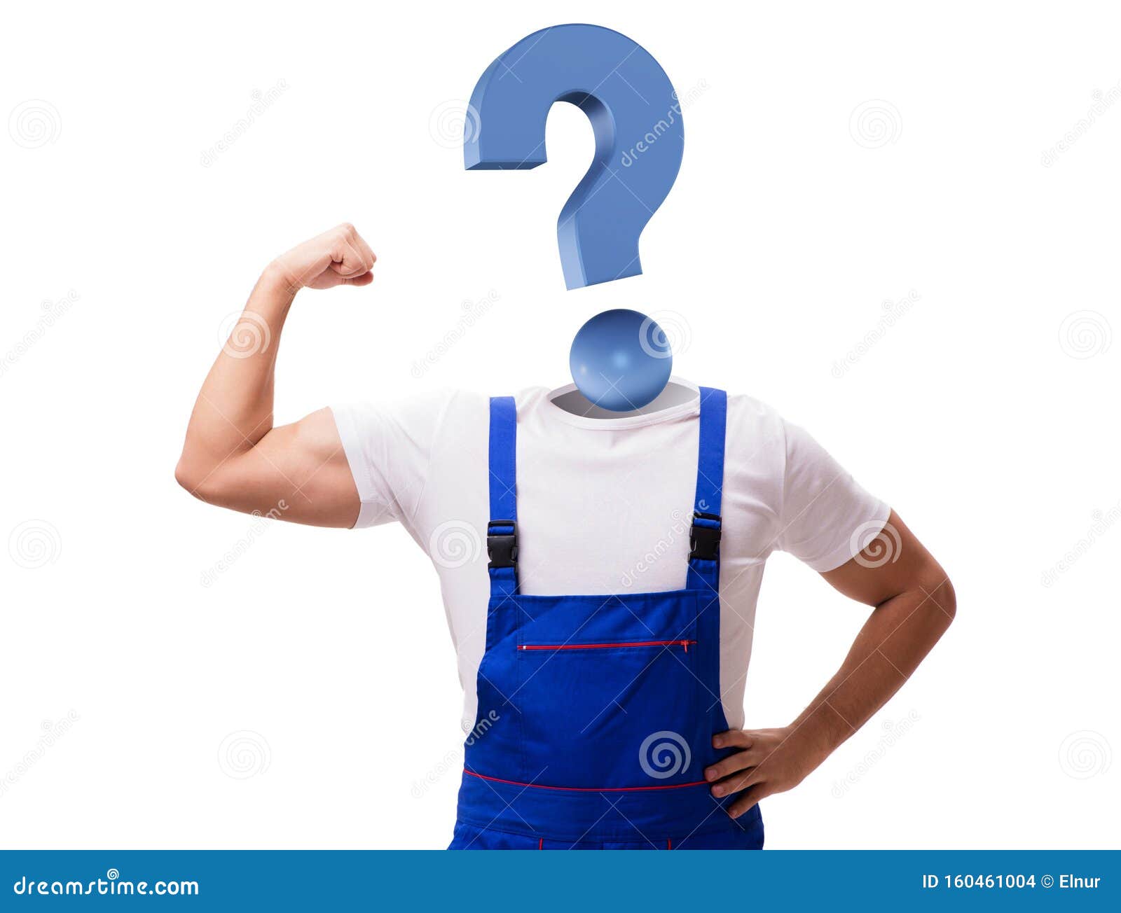 Worker with Question Mark instead of Head Stock Photo - Image of ...