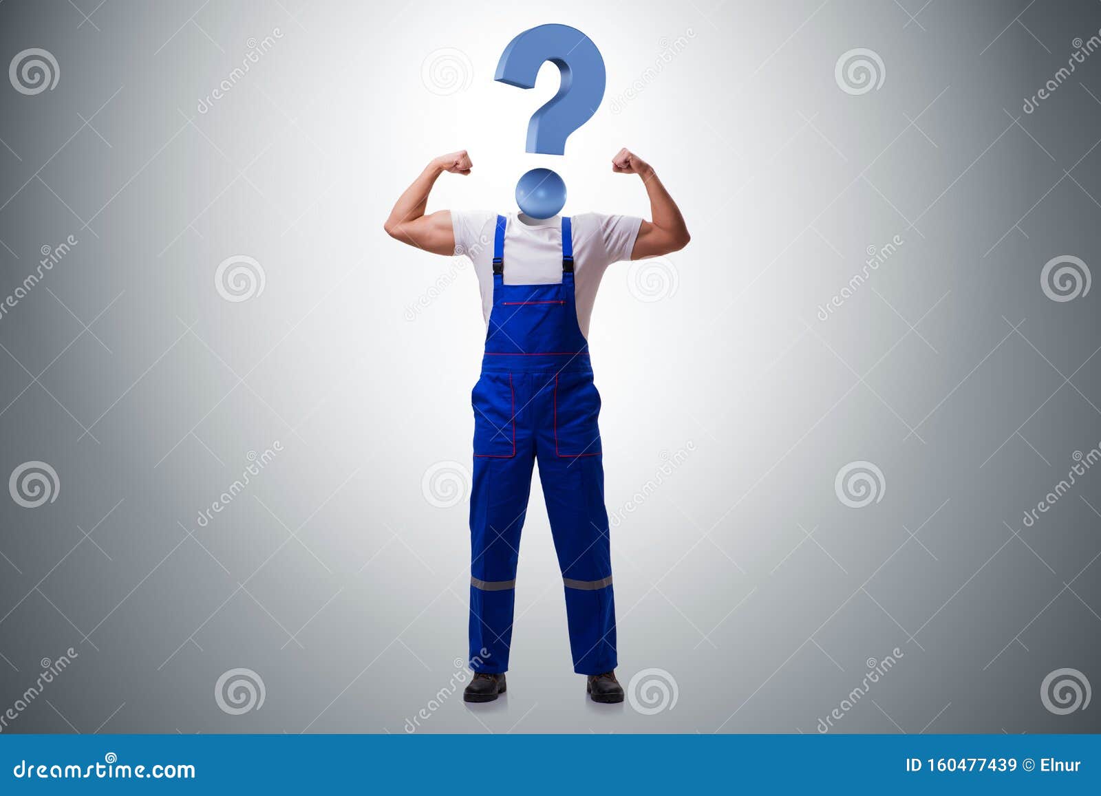 Worker with Question Mark instead of Head Stock Image - Image of ...