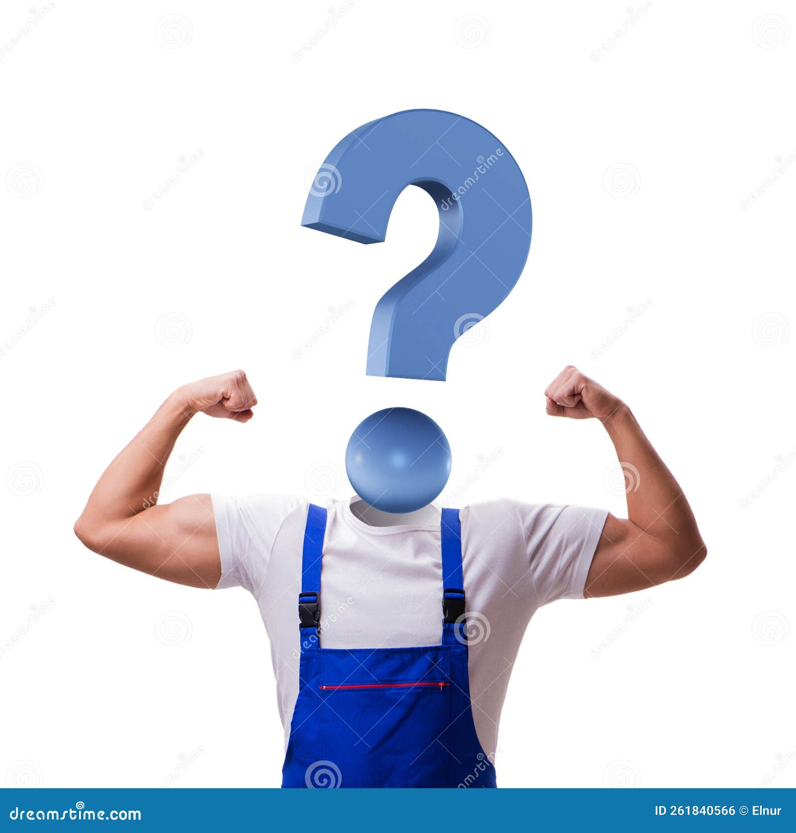 Worker with Question Mark instead of Head Stock Photo - Image of ...