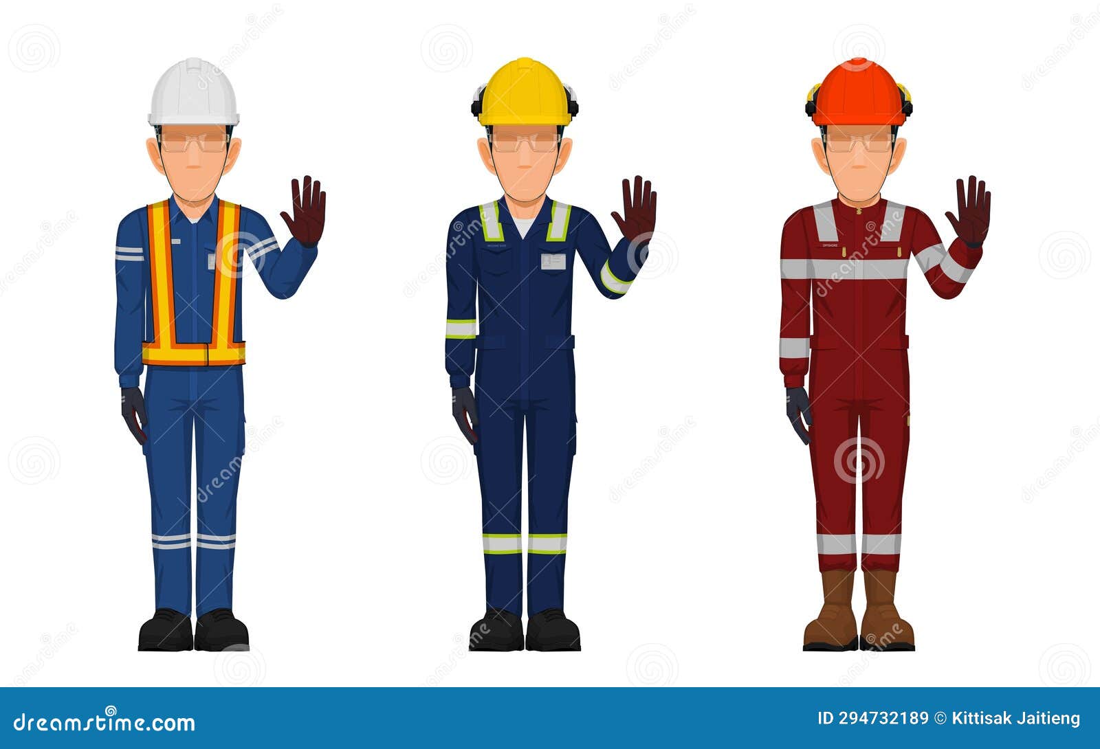 Worker Is Raising Hand Beside Cartoon Vector | CartoonDealer.com #294732189