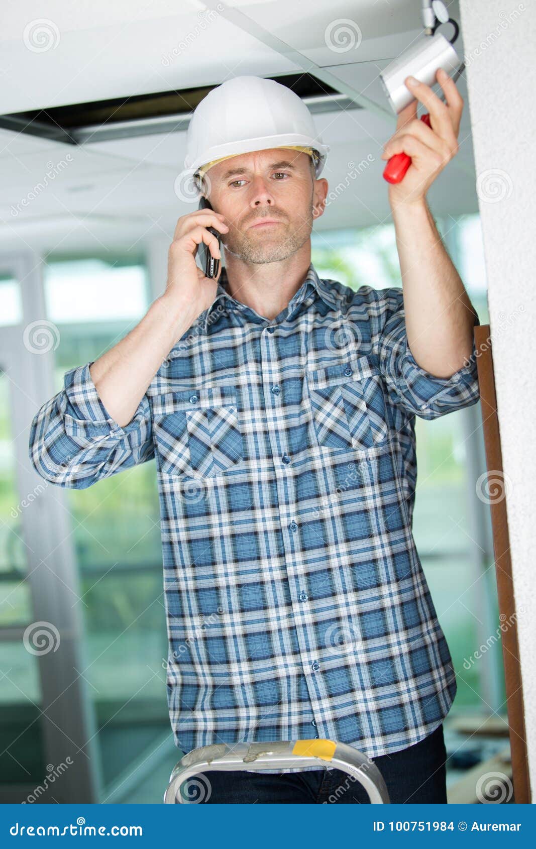 Worker Ready To Install Cctv Camera Stock Photo - Image of setup ...
