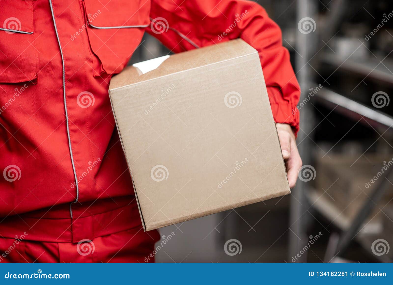 Warehouse Worker with Package Stock Image - Image of merchandiser ...