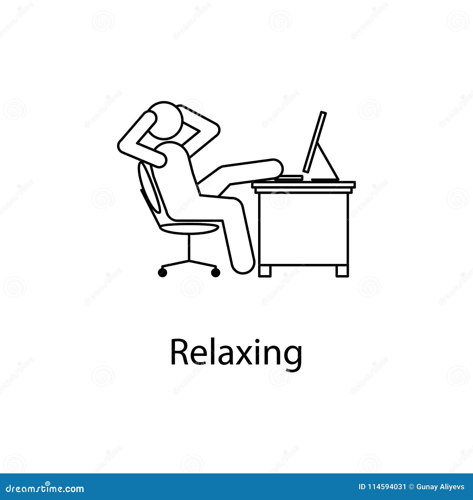 Worker is Relaxing Icon. Element Man in Front of a Computer in the ...