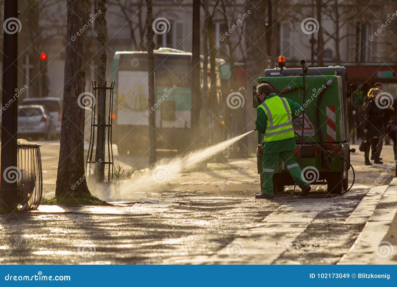 Worker removing garbage editorial stock image. Image of shoveling ...