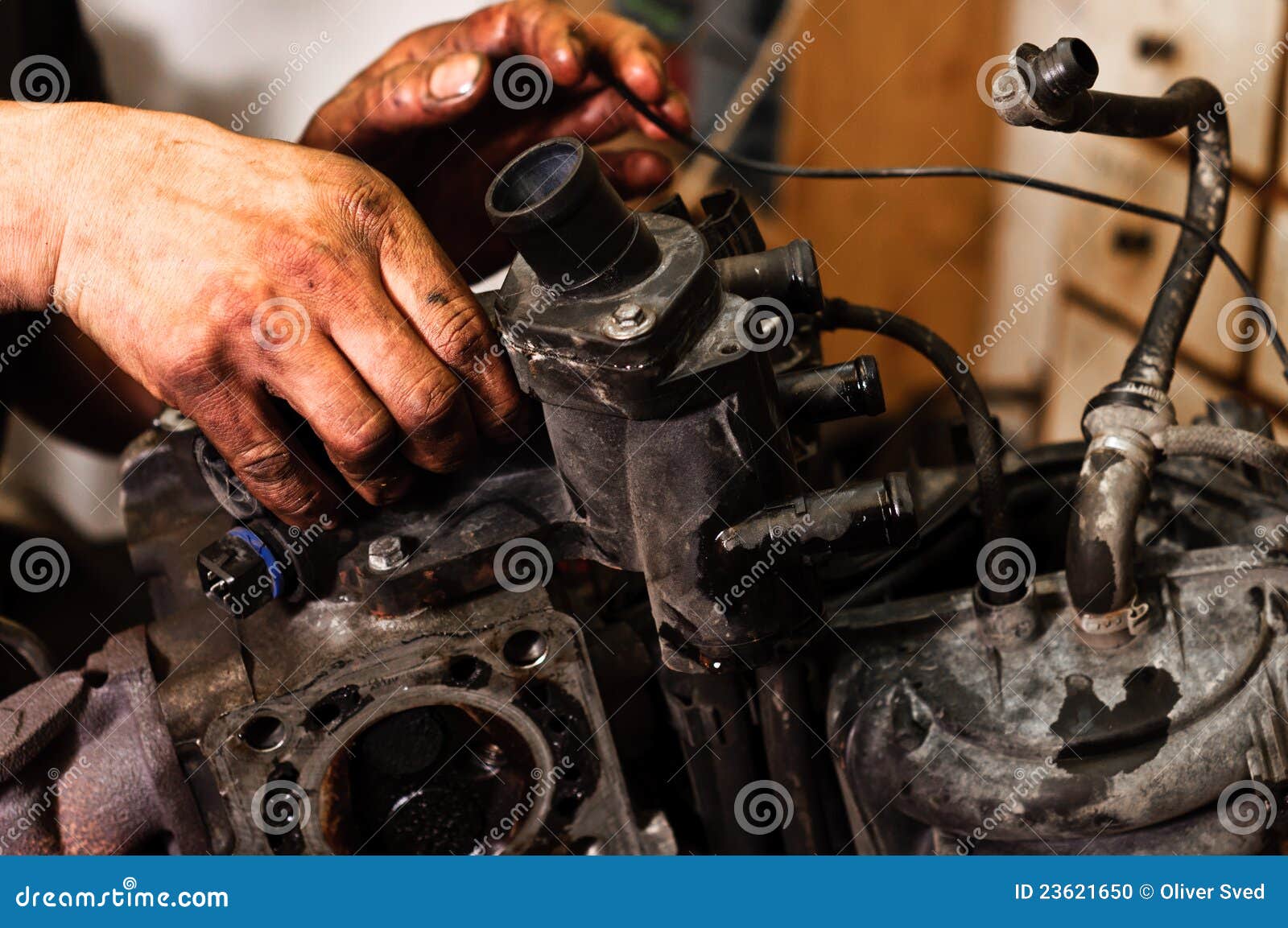 Worker Repairing Broken Engine Stock Photo - Image of automobile, shop ...