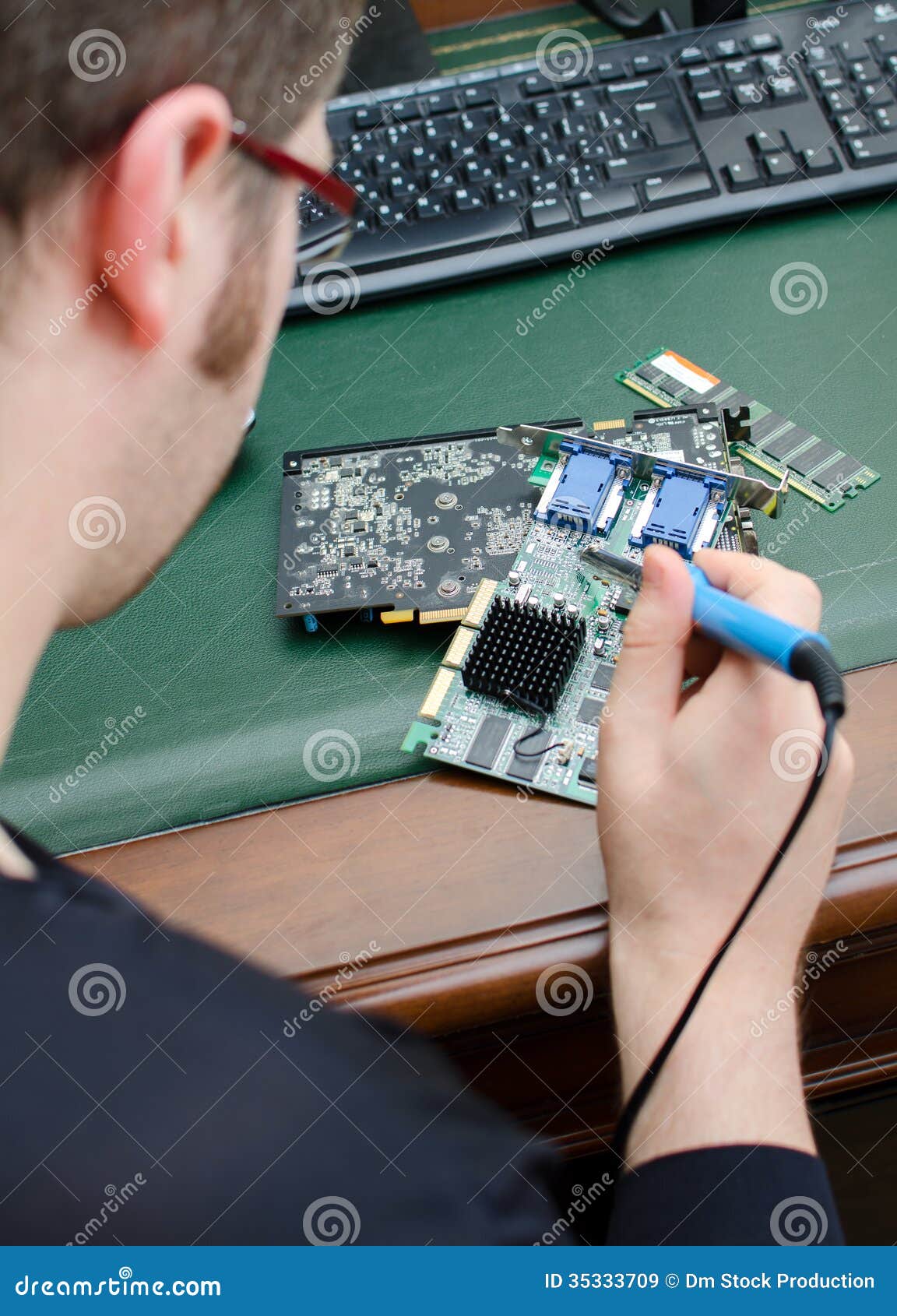 Worker Repairing Computer Equipment Stock Image - Image of repairman ...