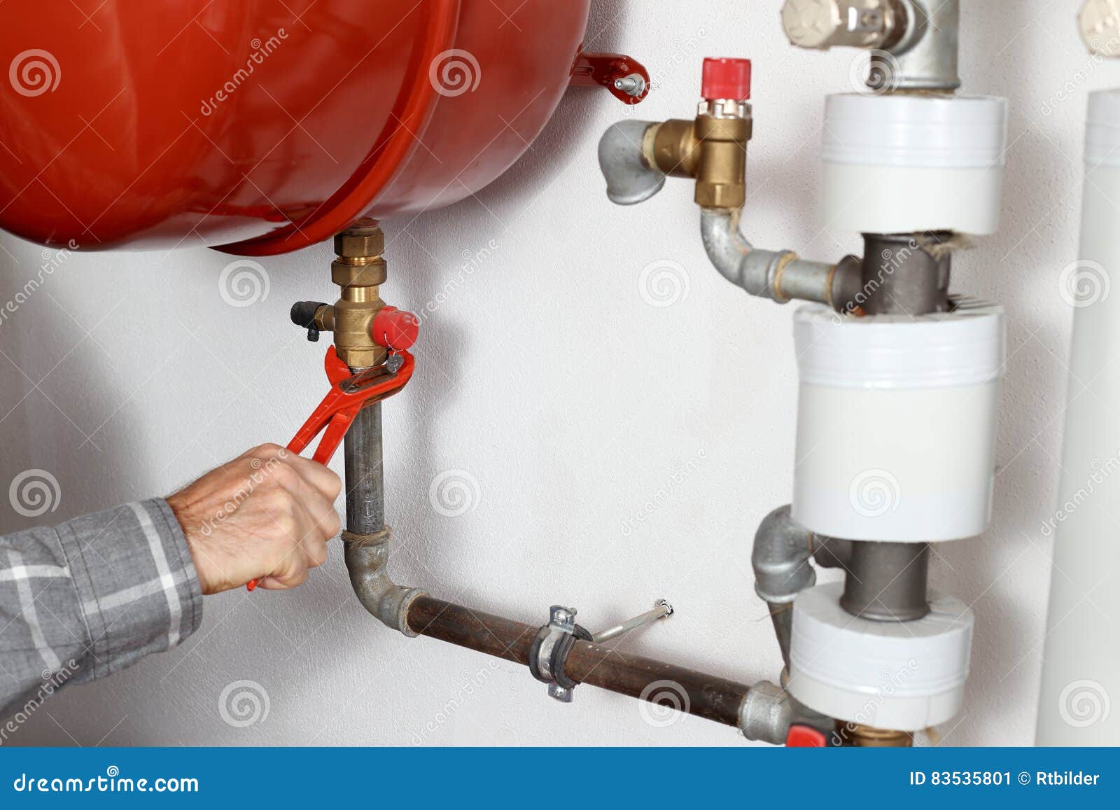 Worker repairs a boiler stock image. Image of issues - 83535801