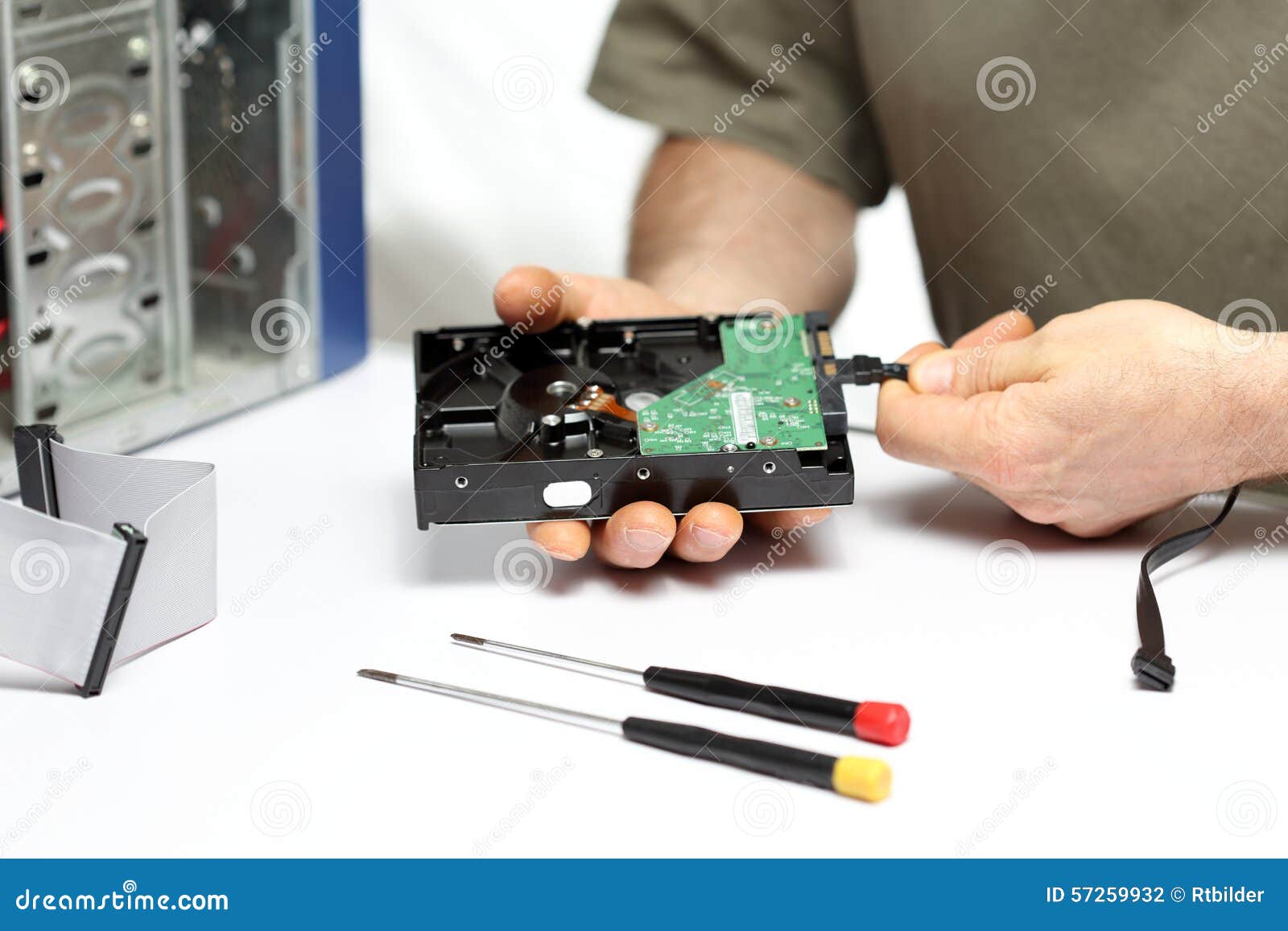 Worker repairs a computer stock photo. Image of engineer - 57259932