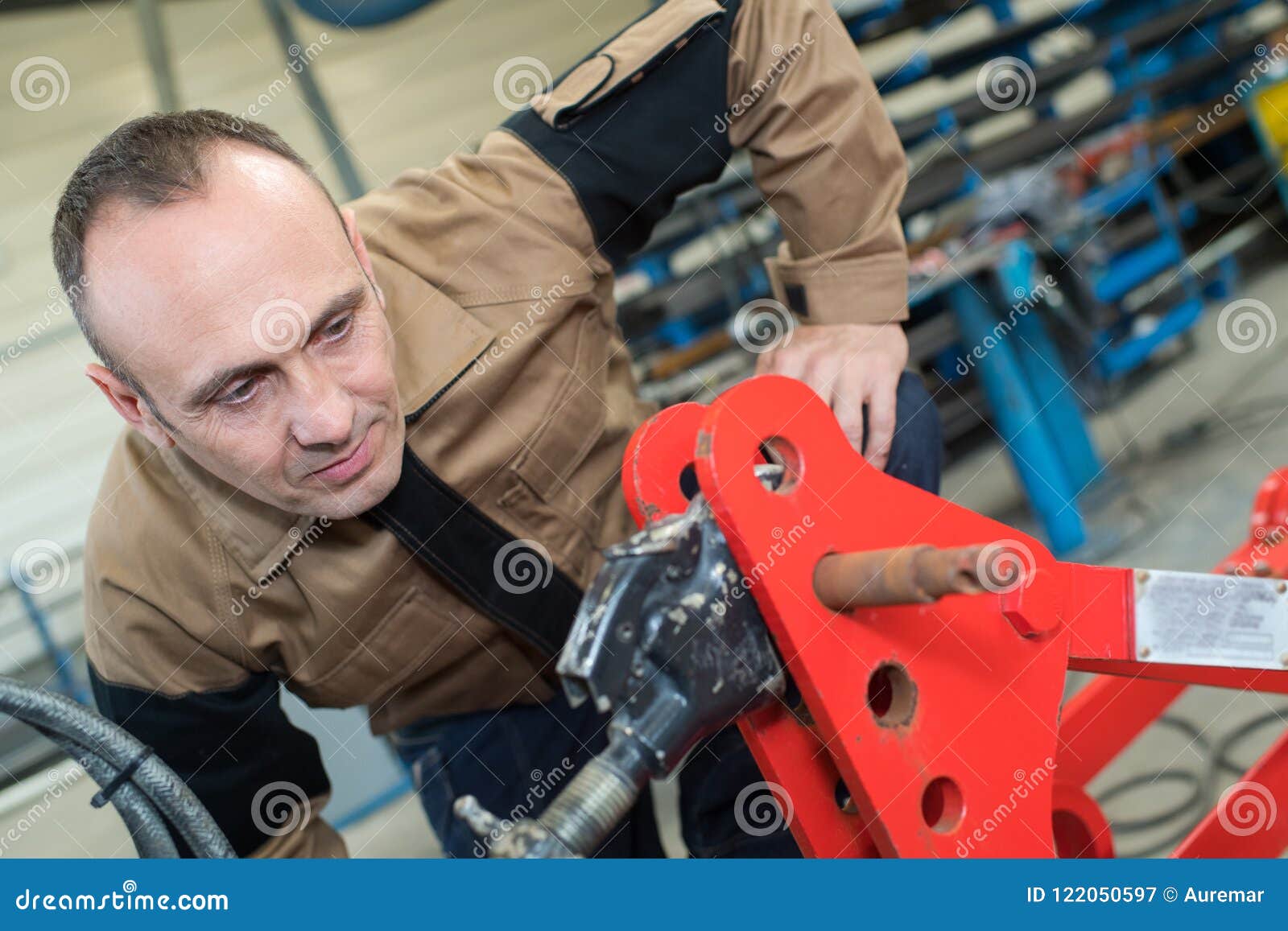 Worker Reparing Factory Machinery Stock Image - Image of lathe ...