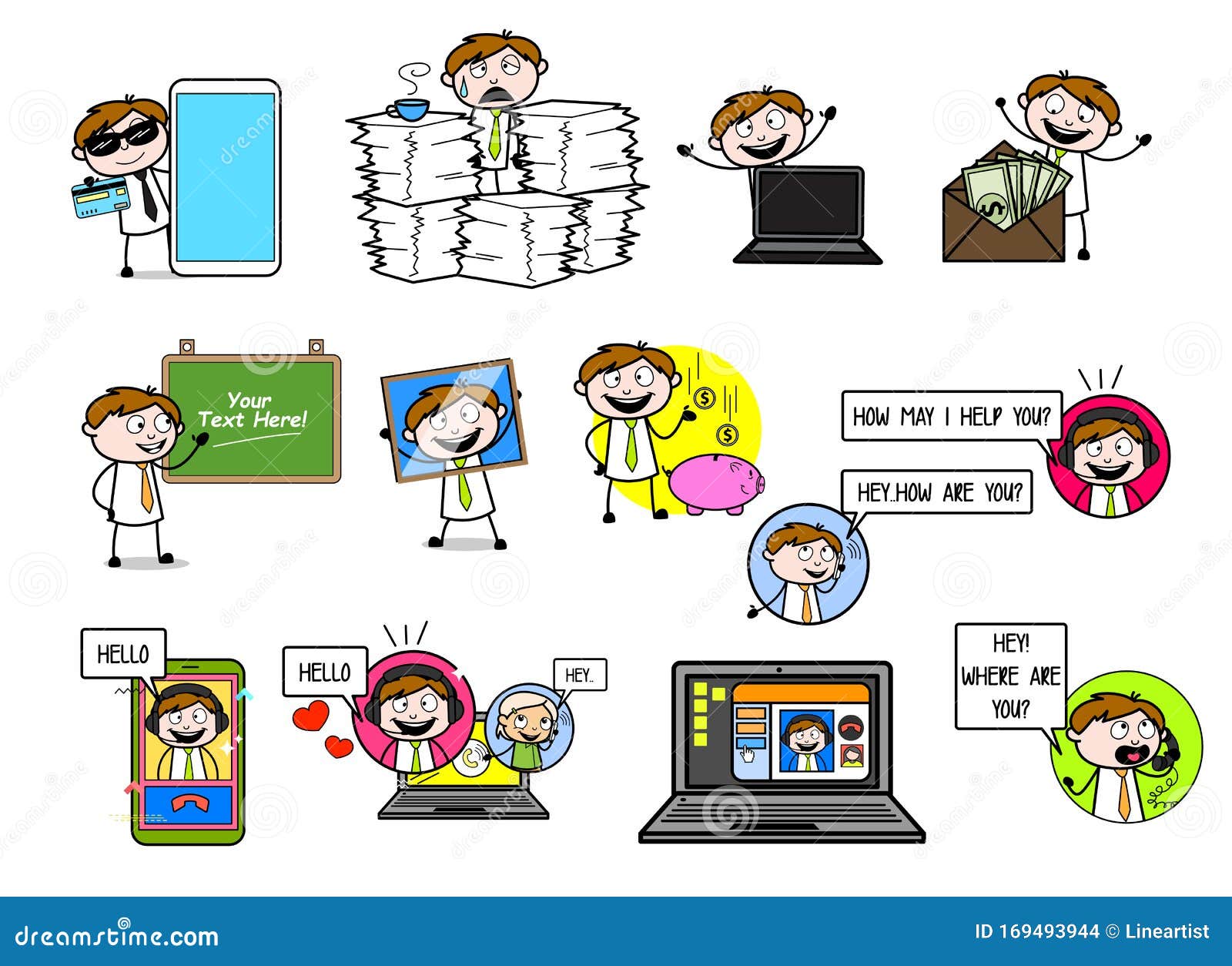 Worker - Retro Concepts Vector Illustrations Stock Vector ...