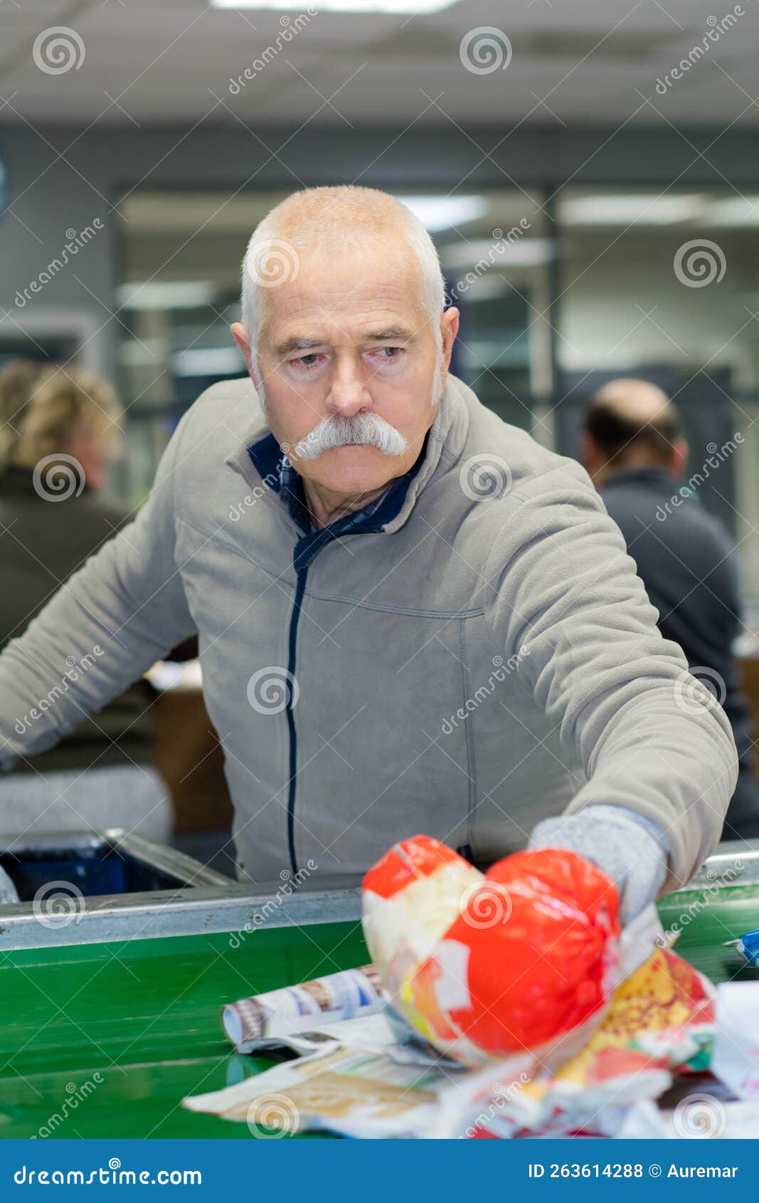 Plastic Factory Laboratory. Glass Flasks With Granules On Blue ...