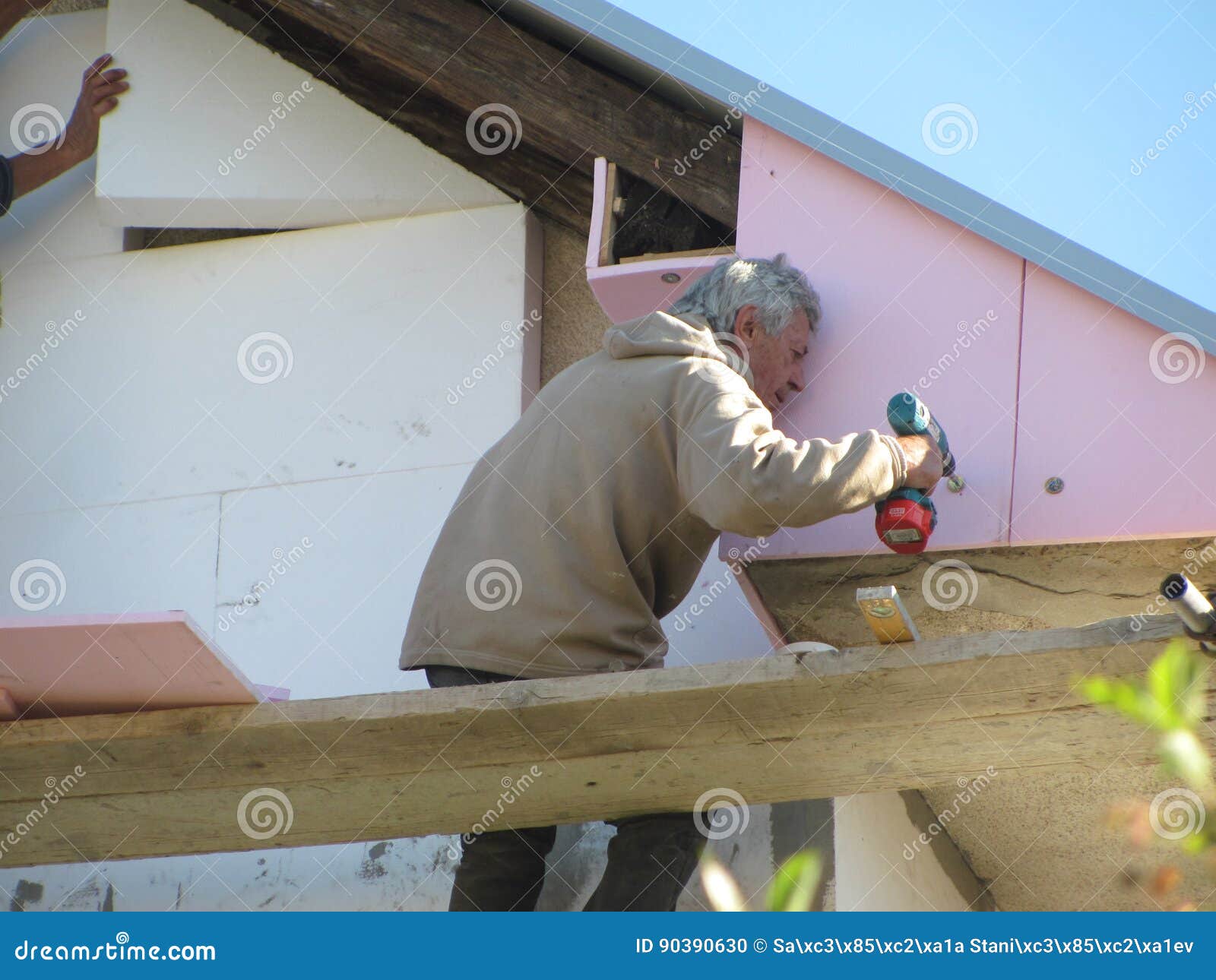 Worker editorial image. Image of private, worker, roof - 90390630