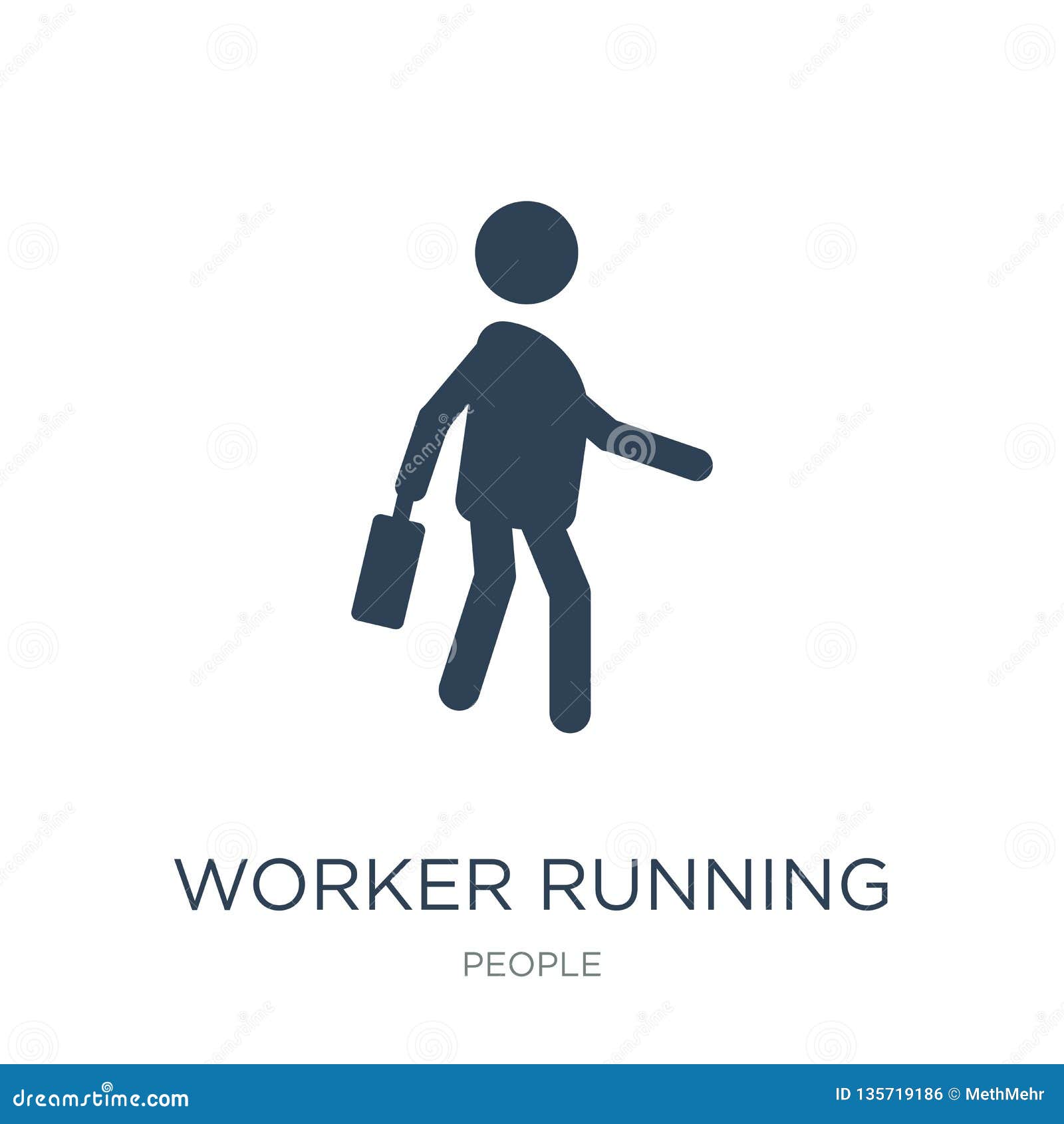 Worker Running Icon in Trendy Design Style. Worker Running Icon ...