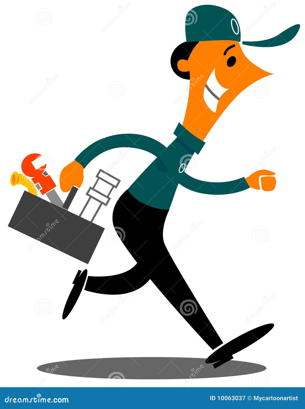 Worker Rushing with Tools for Plumbing Stock Vector - Illustration of ...