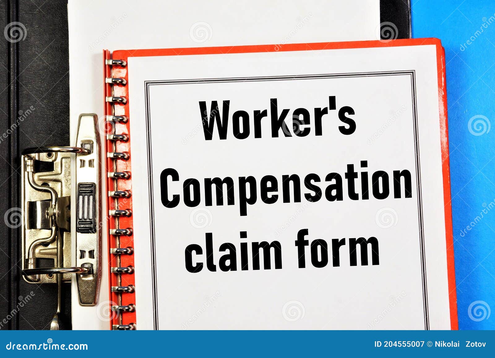 Worker`s Compensation Claim Form. Text Label on the Form in the Folder ...