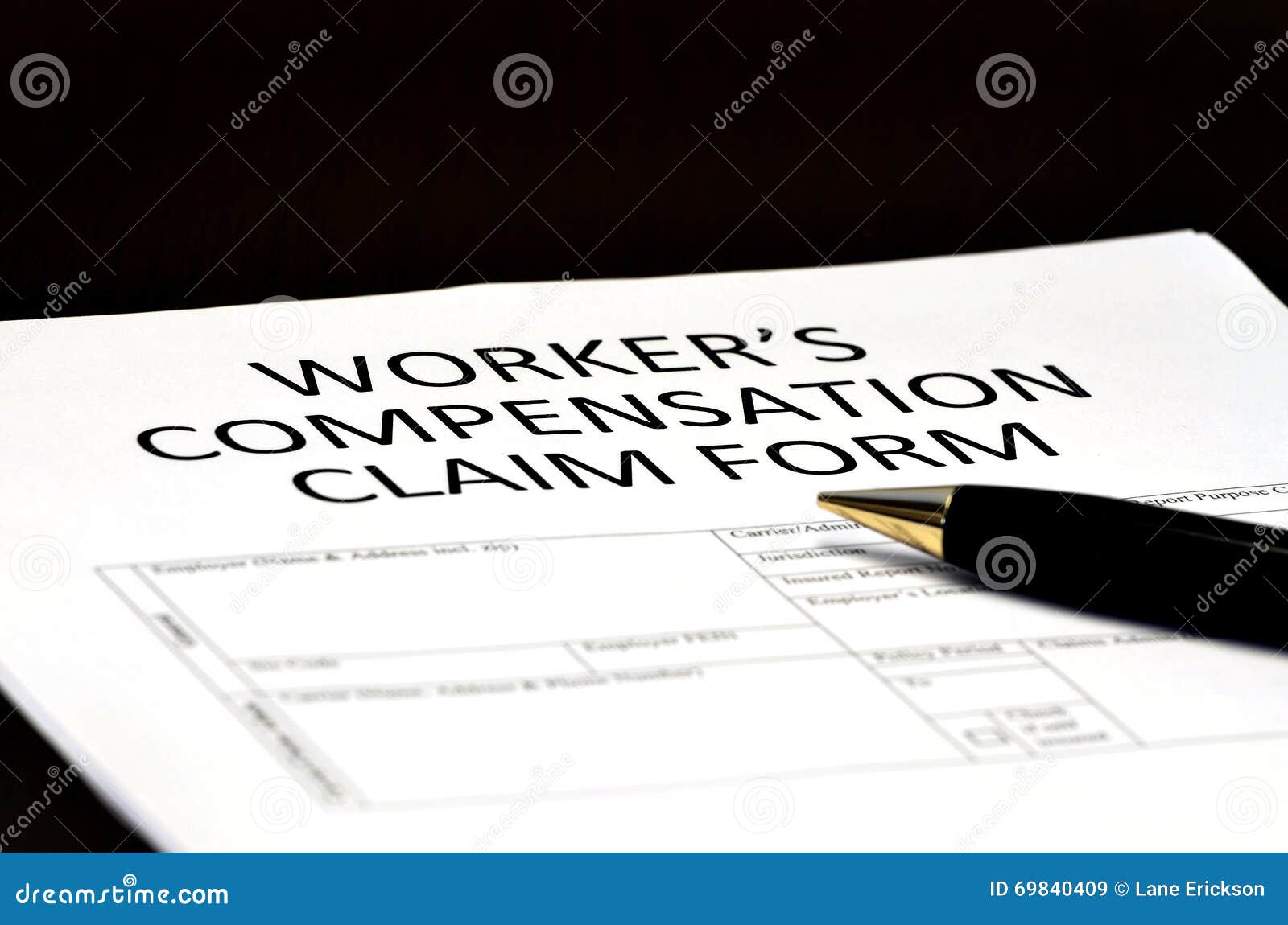 Worker S Compensation Comp Form for Claims Stock Image - Image of desk ...
