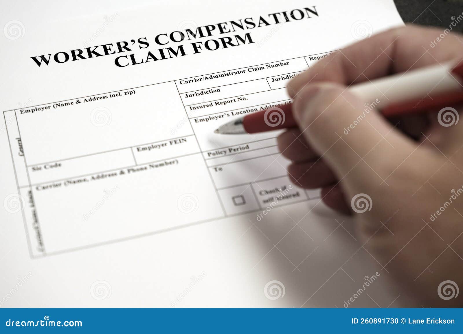 Worker`s Compensation Complaint Form Stock Photo - Image of paper ...