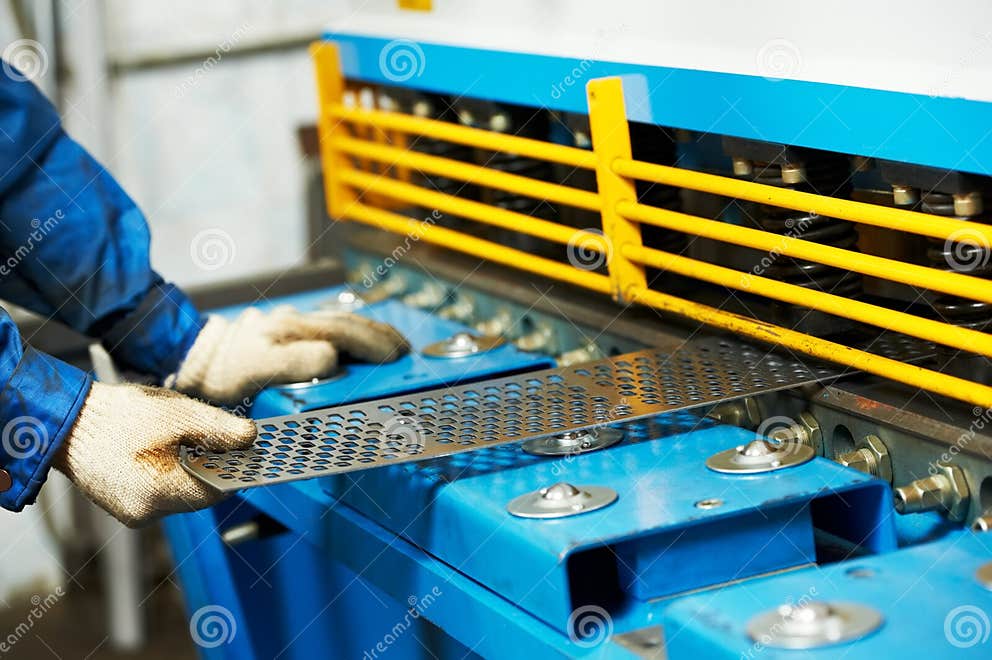 Worker S Hand Operating Guillotine Stock Photo - Image of folding ...