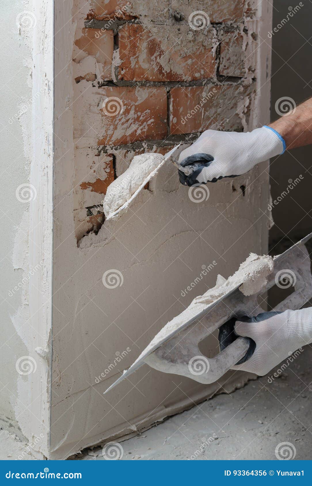 Worker`s Hands are Using Trowels. Stock Photo - Image of repair ...