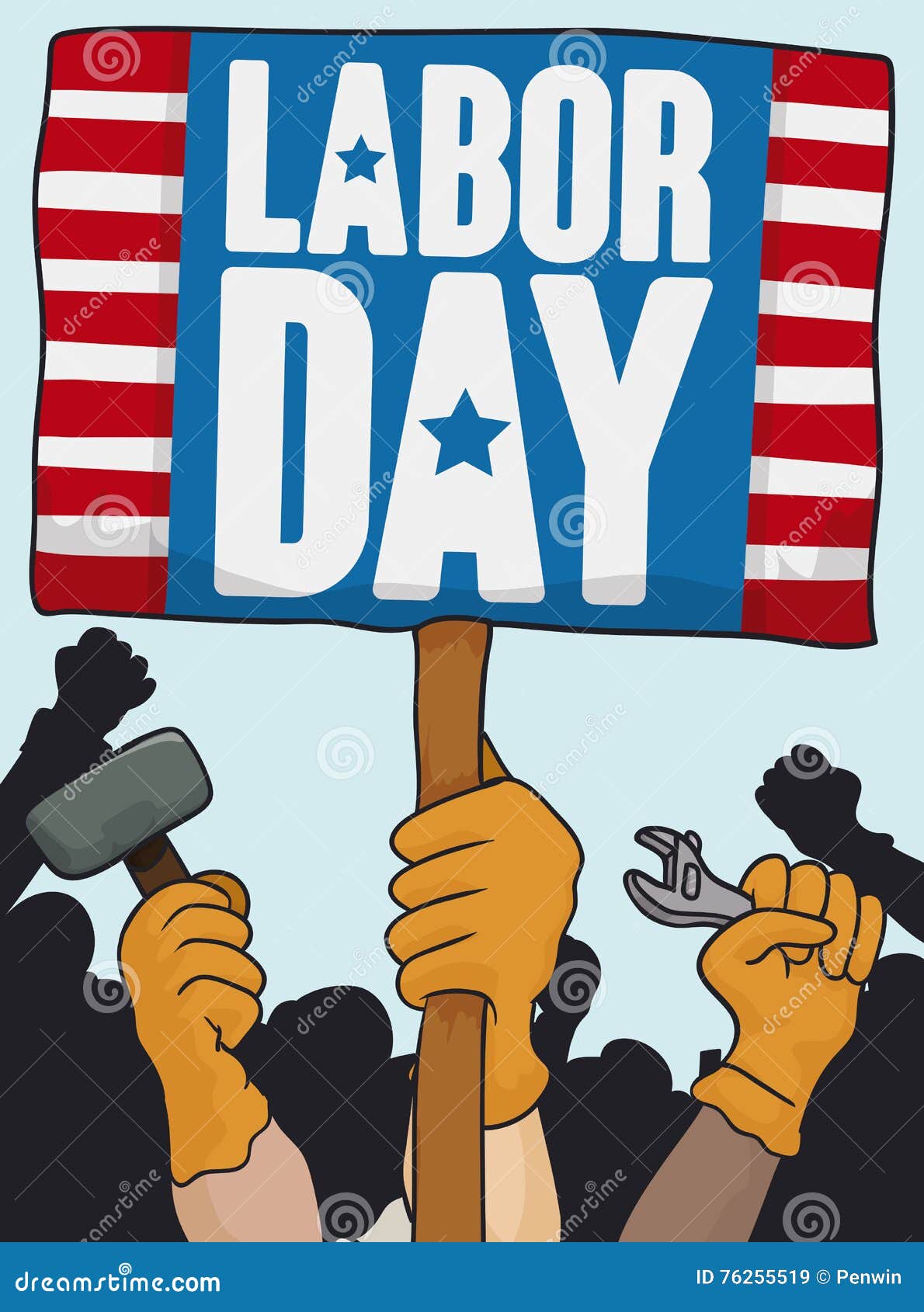 Worker S Marching in Labor Day Celebration, Vector Illustration Stock ...