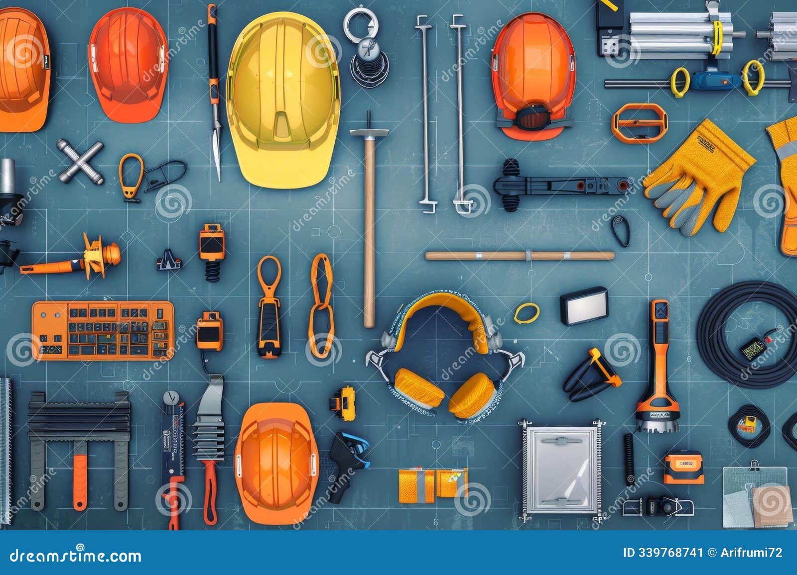 Worker with Safety and Health Work Protection Equipment Construction ...