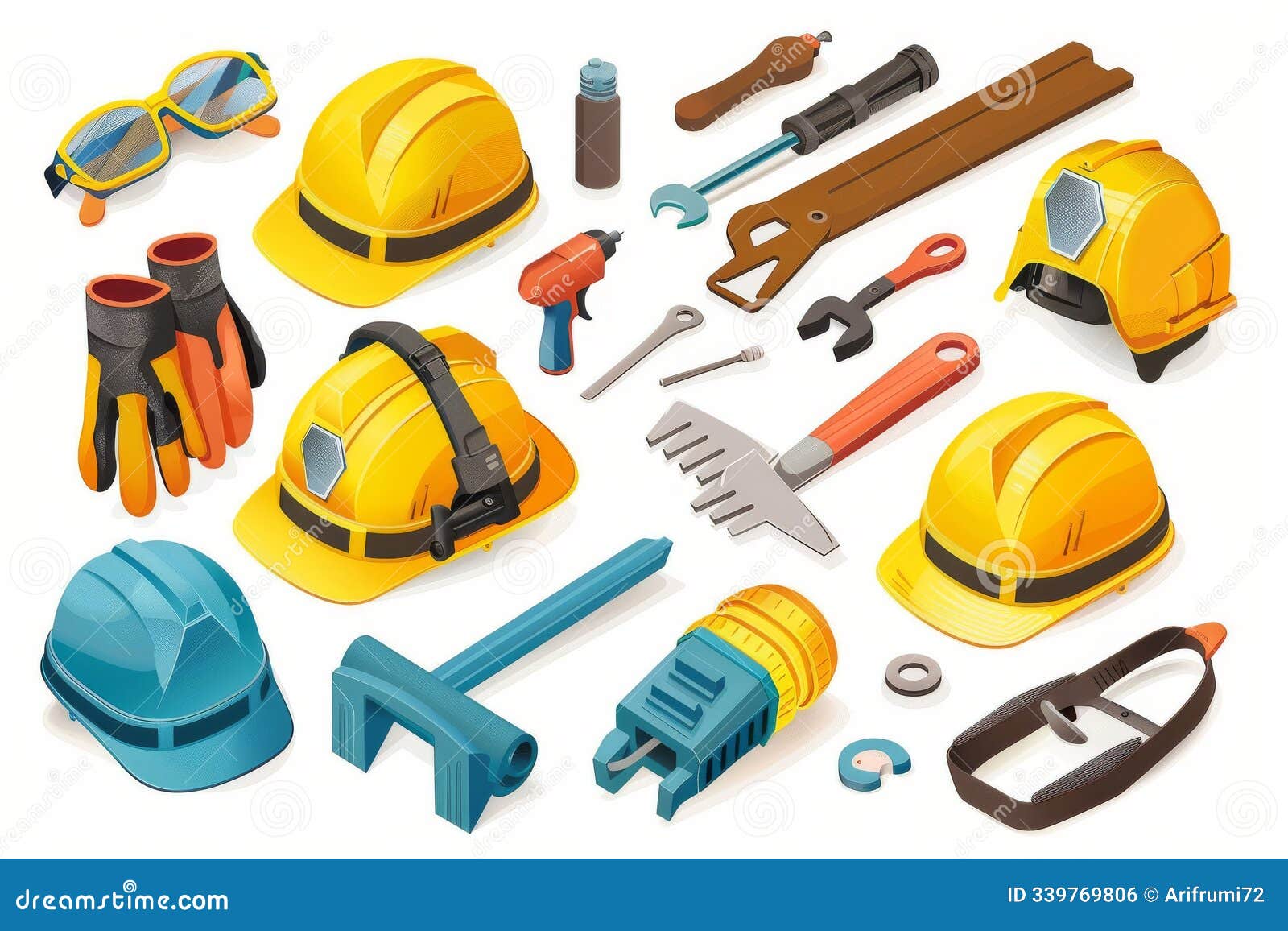 Worker with Safety and Health Work Protection Equipment Construction ...