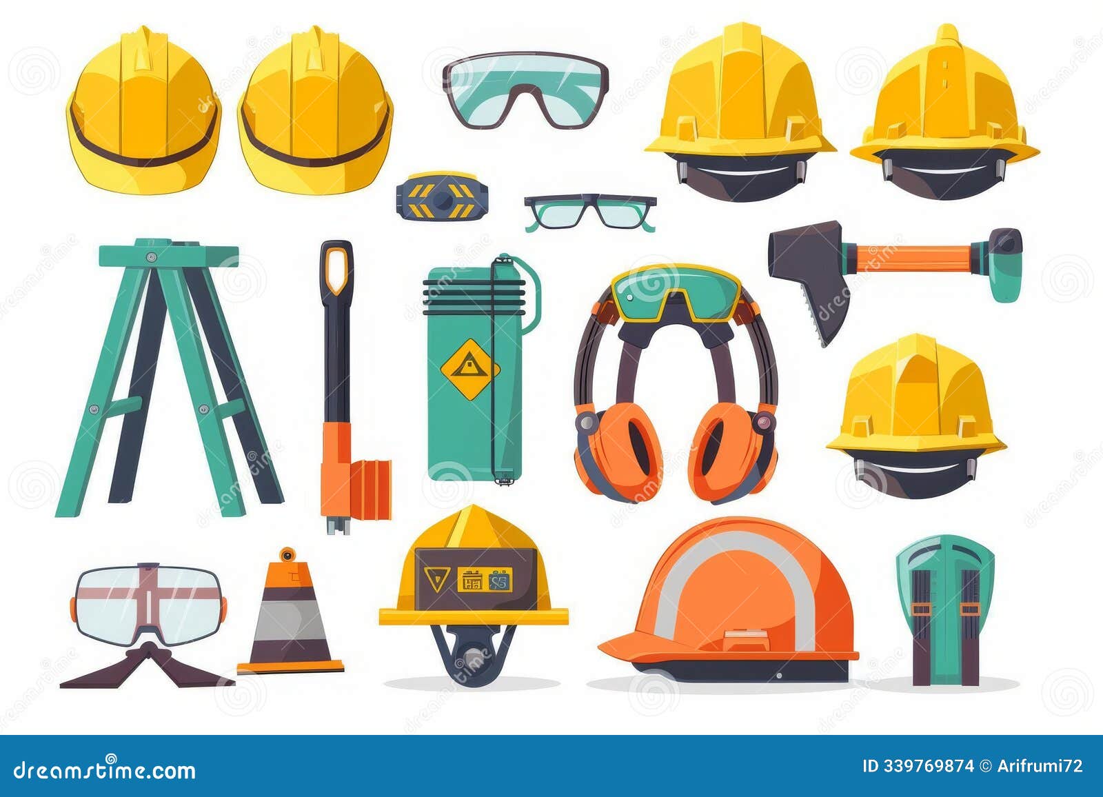Worker with Safety and Health Work Protection Equipment Construction ...