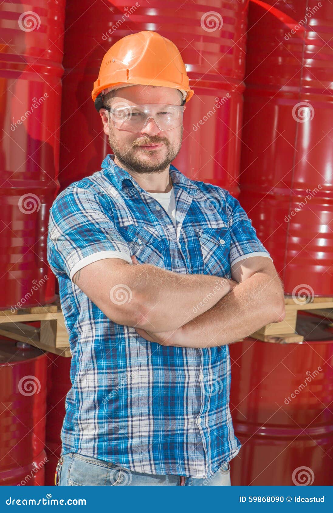 Worker Safety Helmet Standig in Front of Metal Stock Photo - Image of ...