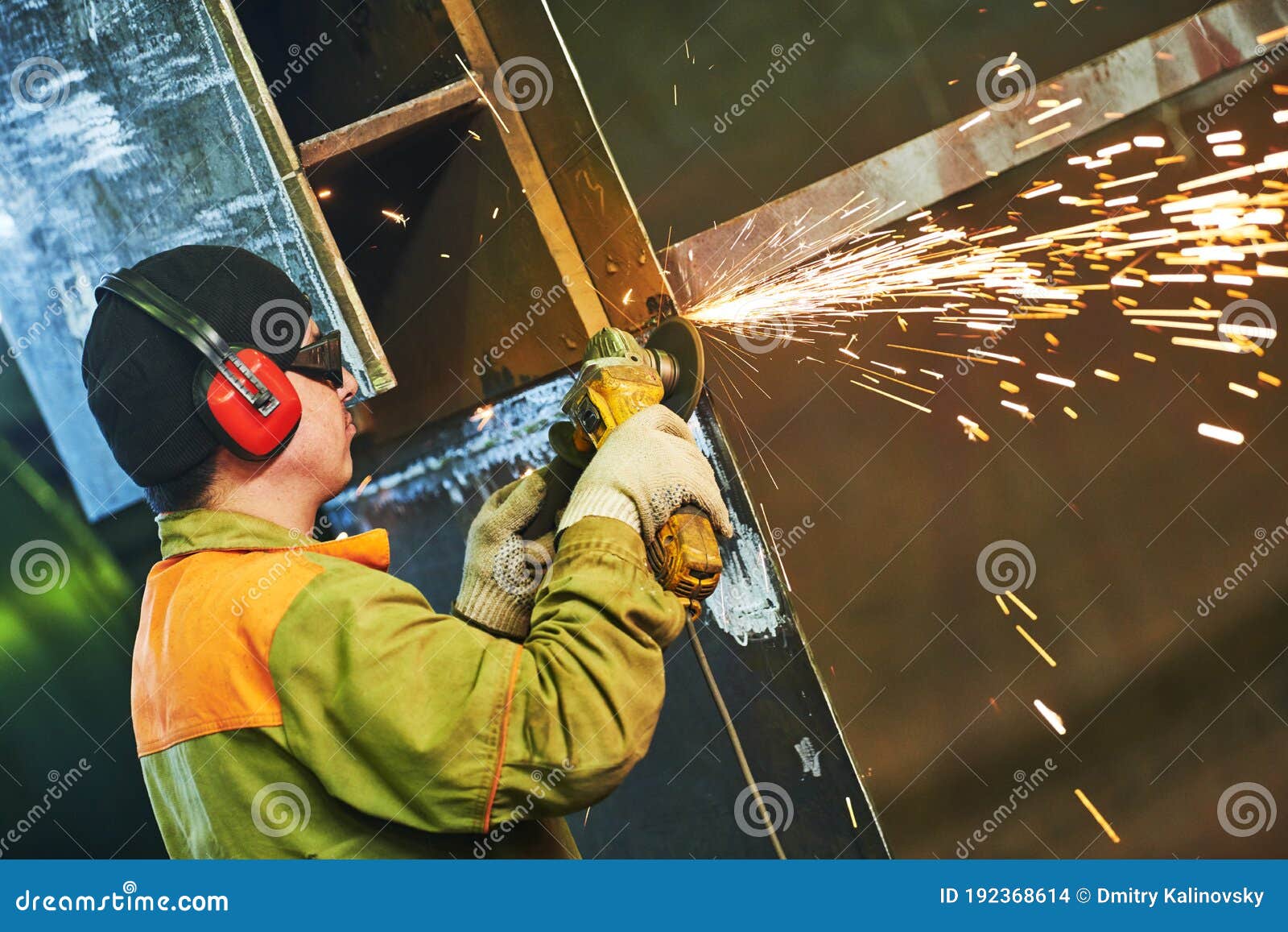 Worker Sanding Weld with Grinding Machine Stock Photo - Image of worker ...