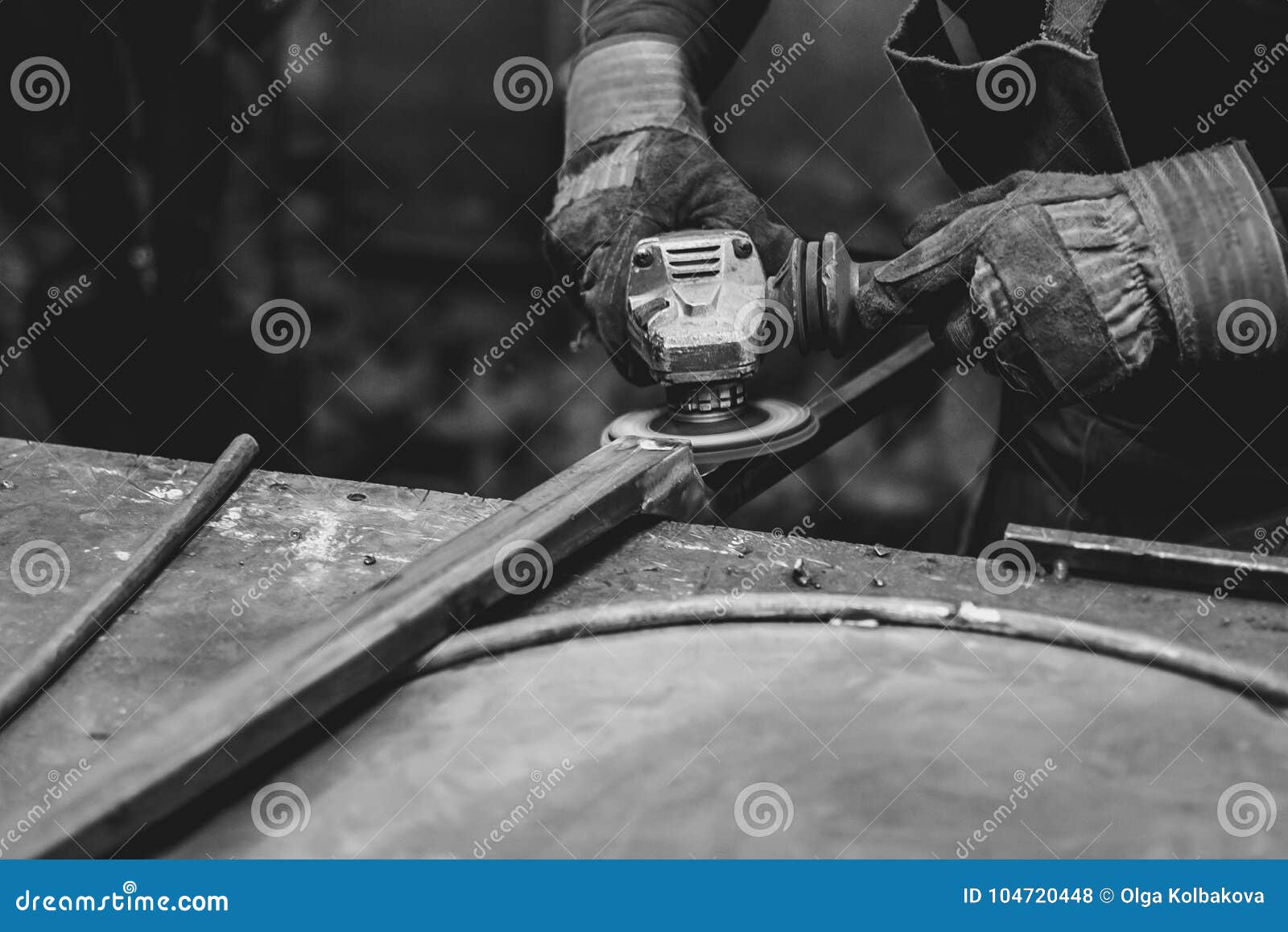 Worker sawing the iron stock photo. Image of placement - 104720448