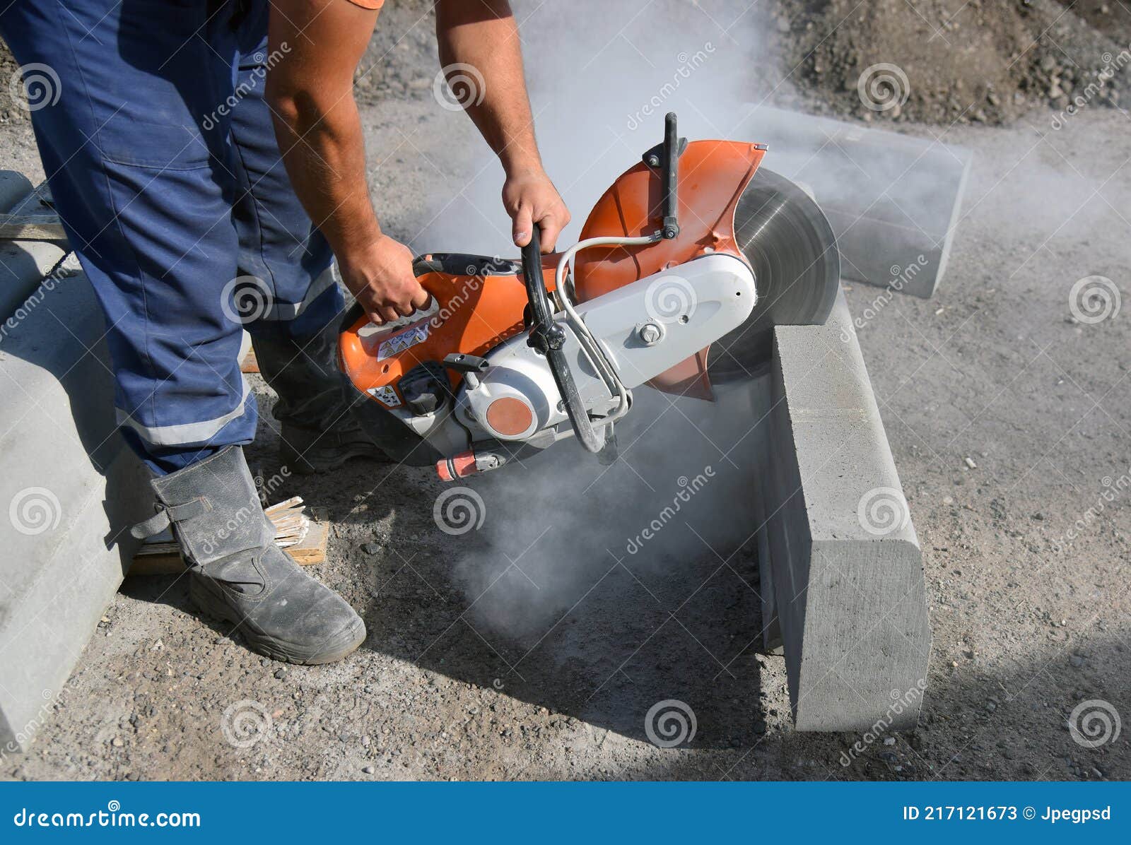 A Worker Saws a Concrete Curb with a Circular Saw. Stock Image - Image ... A Worker Saws a Concrete Curb with a Circular Saw. Stock Image - Image ...