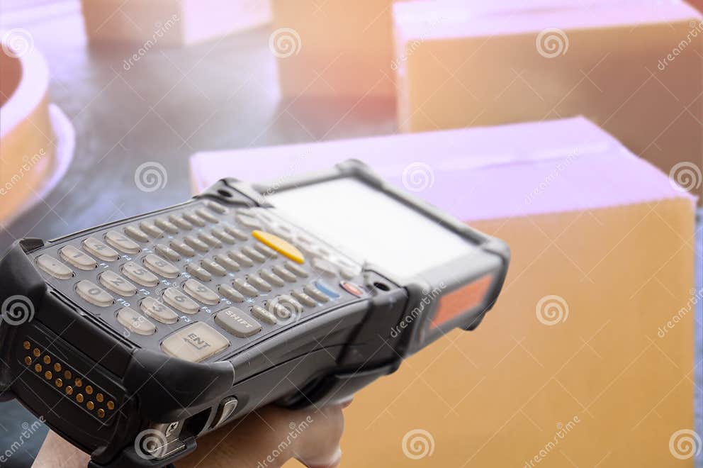 Worker Scanning Barcode Scanner on Package Boxes, Sorting Shipment ...