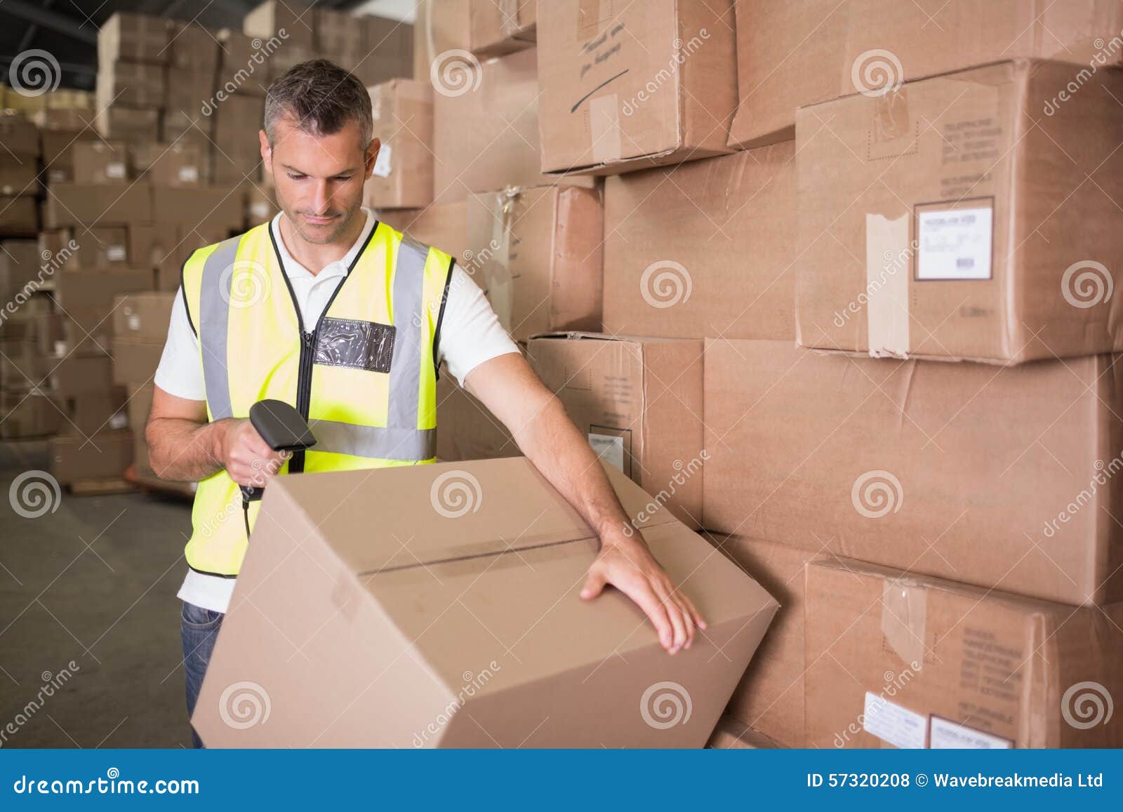 Worker Scanning Package in Warehouse Stock Photo - Image of freight ...
