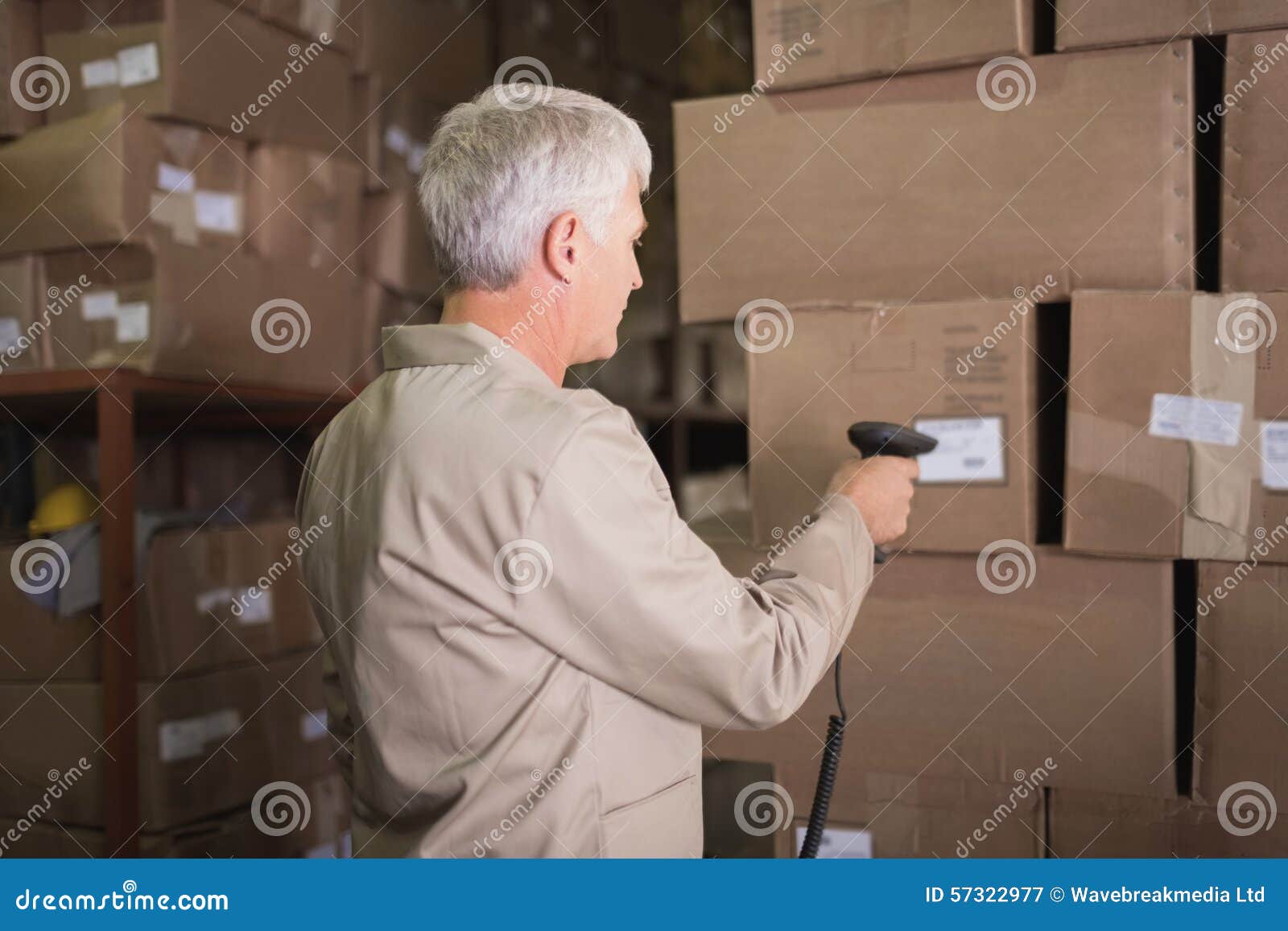 Worker Scanning Package in Warehouse Stock Image - Image of caucasian ...