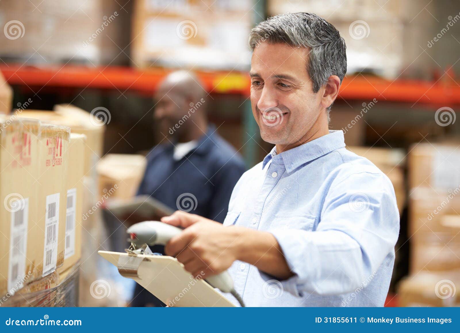 Worker Scanning Package in Warehouse Stock Image - Image of scanning ...