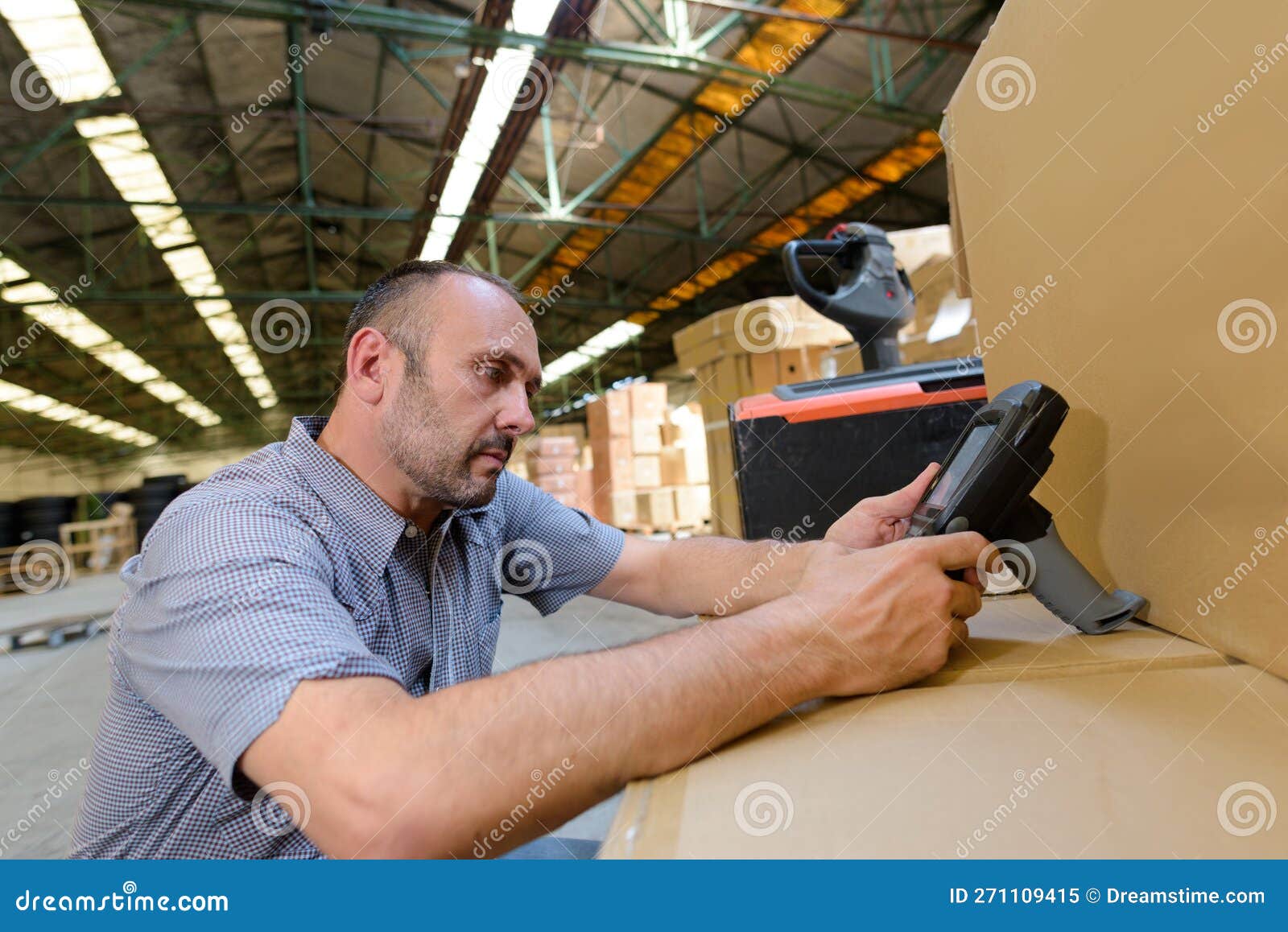 Worker Scanning Package in Warehouse Stock Image - Image of retail ...