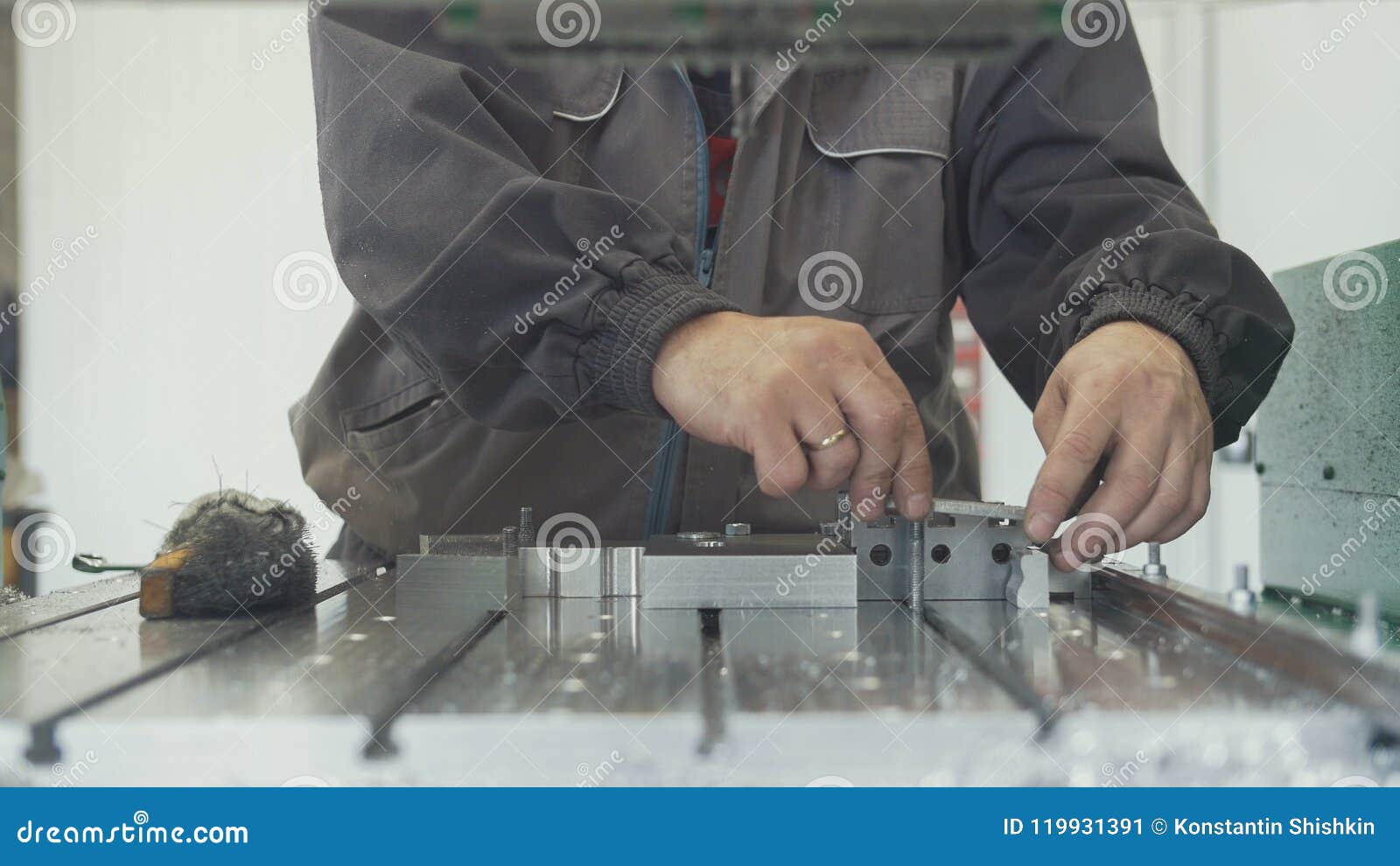 Worker with a Scraper Chamfering Removing Burrs on Metal Object for ...