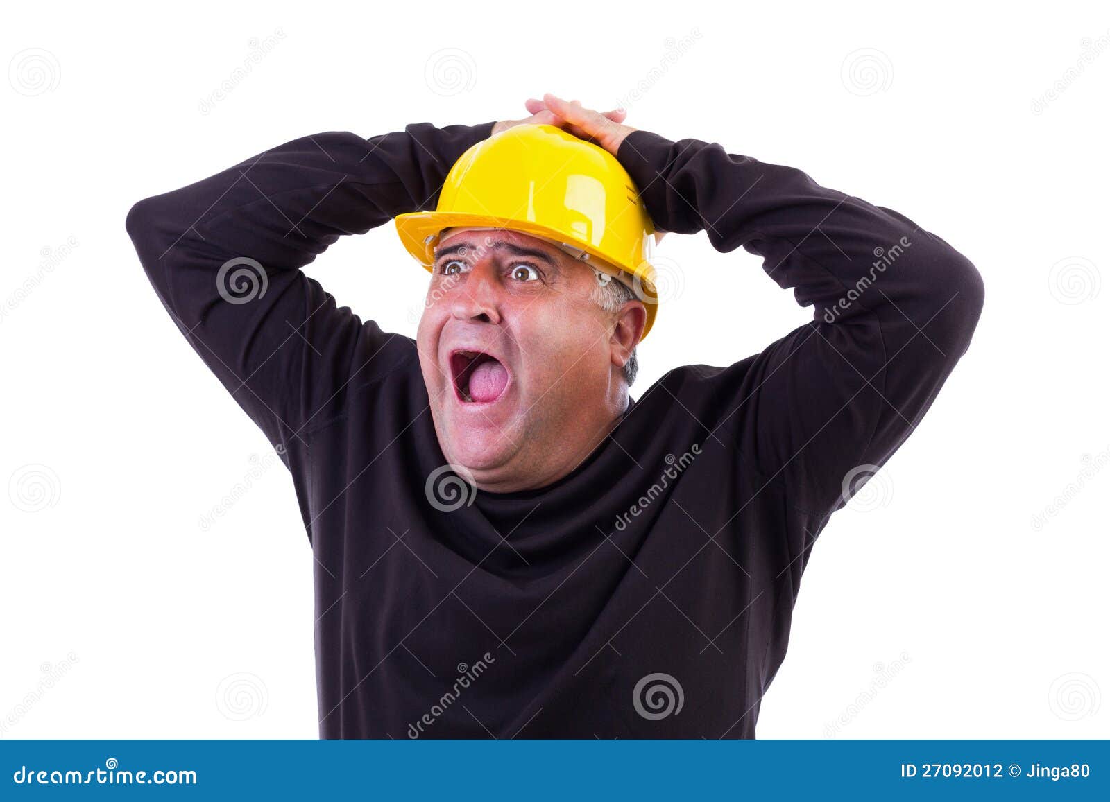 Worker Screaming with Hands on His Head Stock Photo - Image of crisis ...