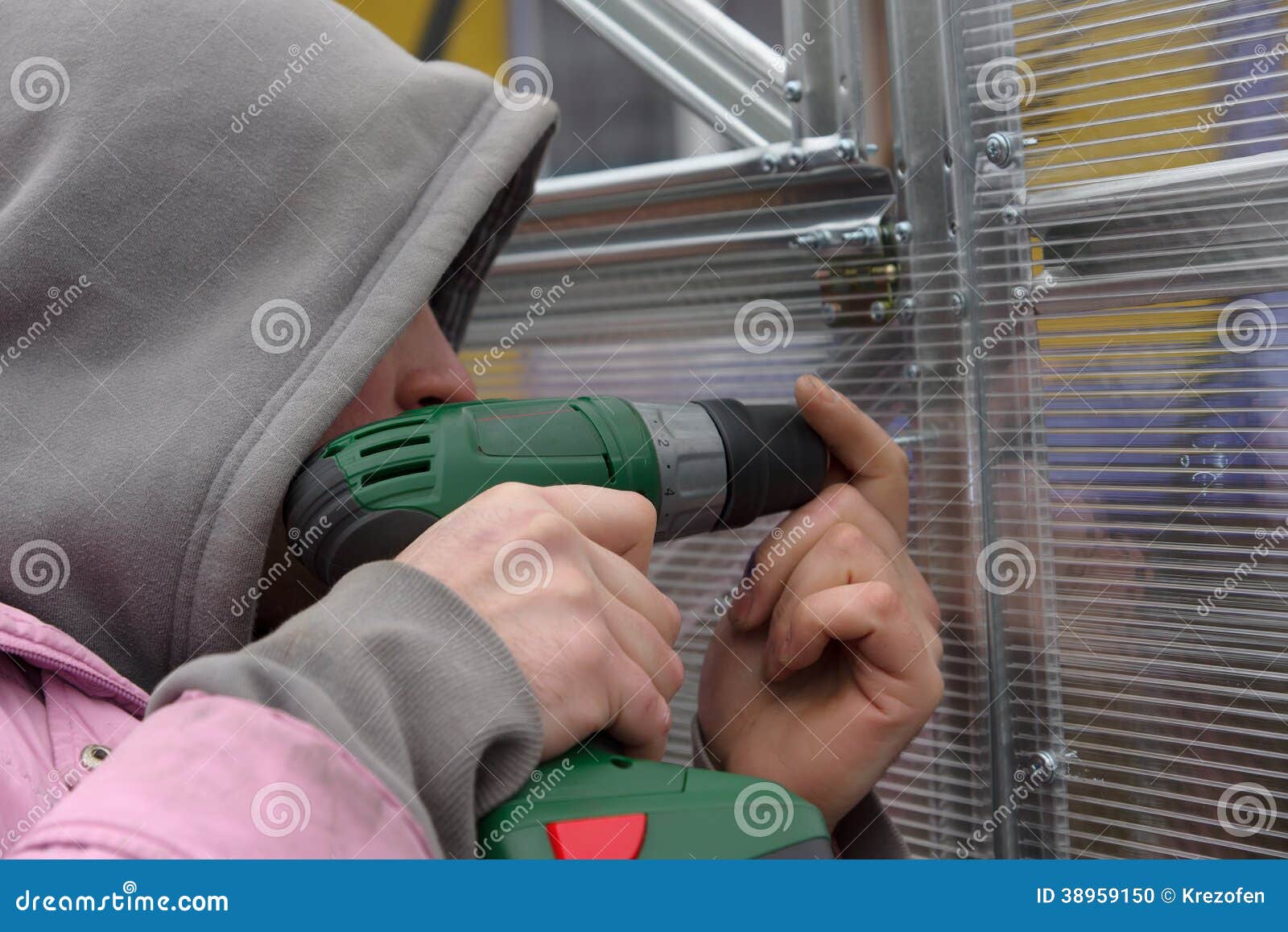 Worker with gun stock photo. Image of drill, male, human - 38959150