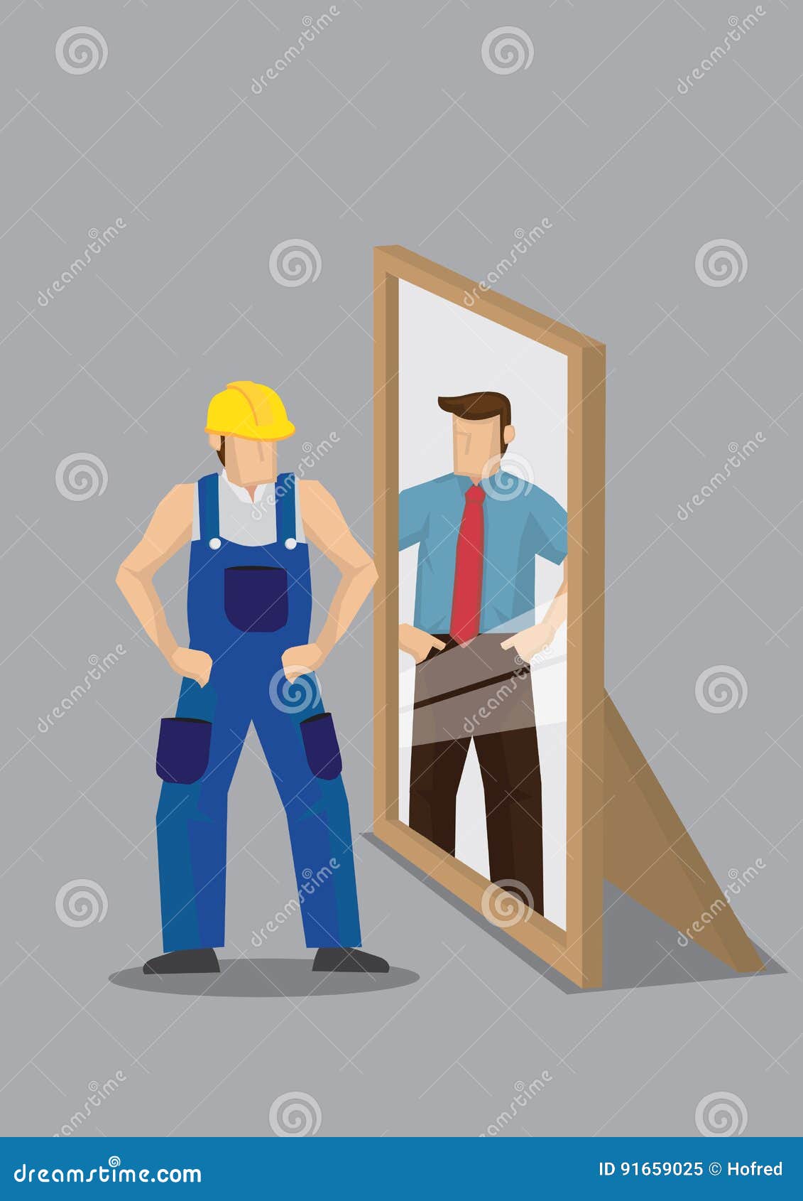 Worker Sees Himself As Business Professional in Mirror Reflection ...